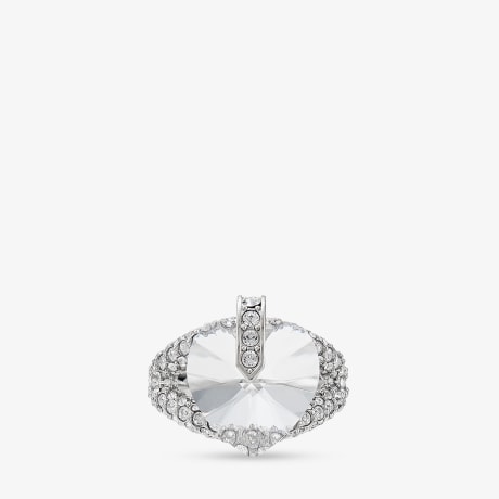 Heart Double Ring | Silver-Finish Heart Double Ring with Crystals | New ...