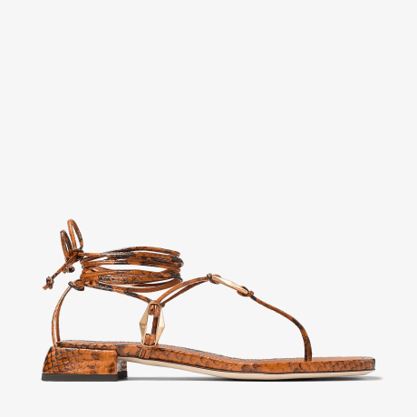 Onyxia Flat|Copper/Gold Snake Print Flats| JIMMY CHOO AU