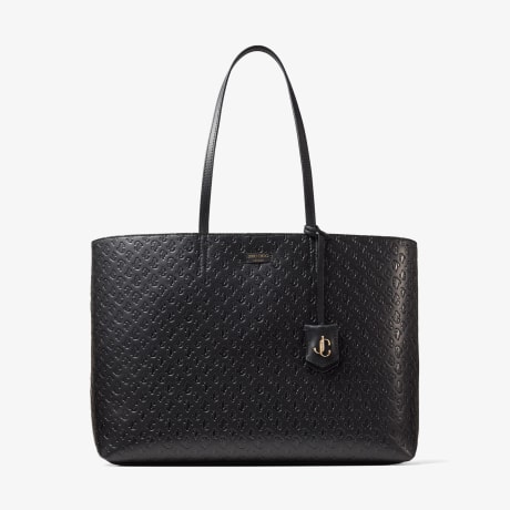 Black JC Monogram Pattern Tote Bag with Light Gold JC Emblem ...