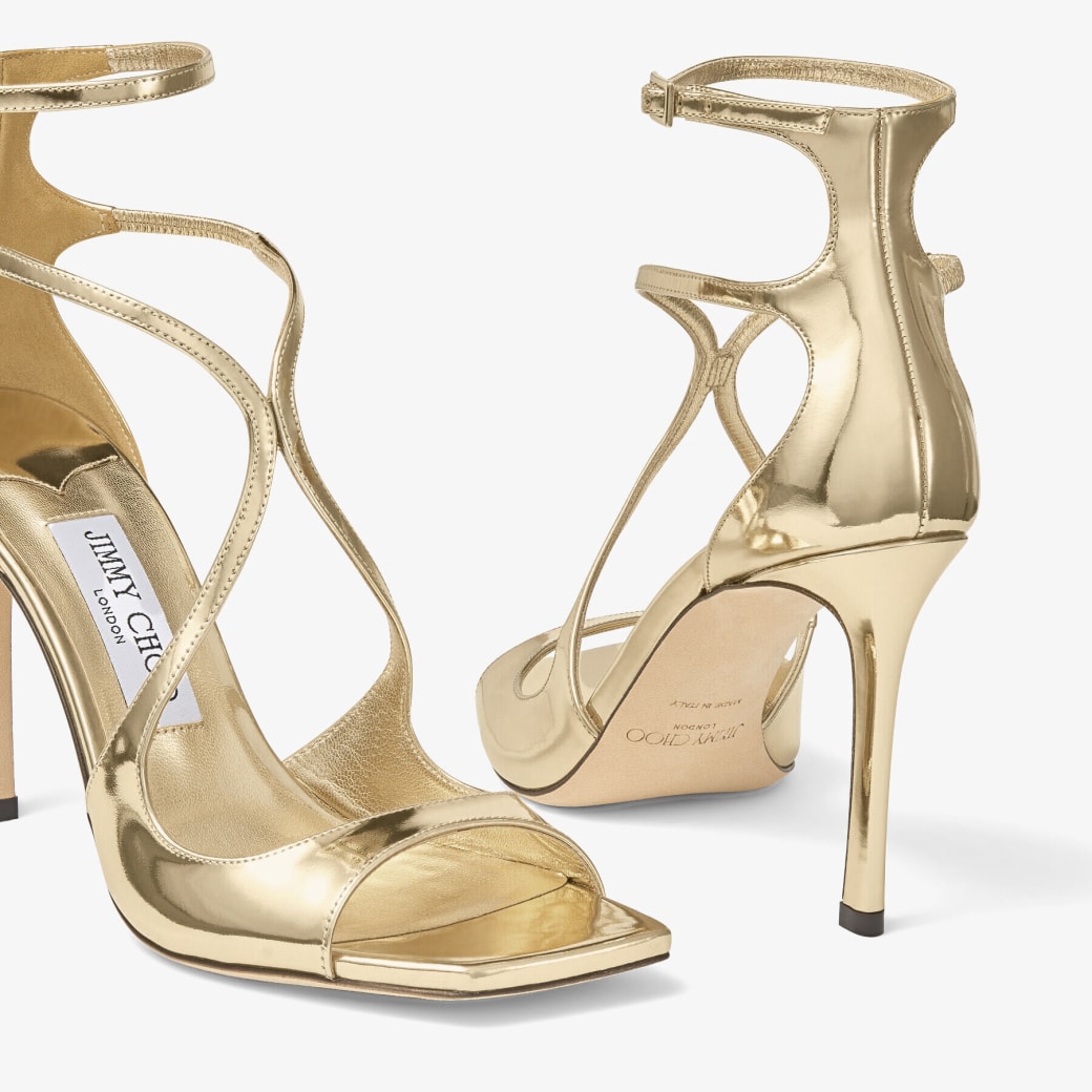 AZIA 95 | Gold Liquid Metal Leather Sandals | Winter 2022 collection ...