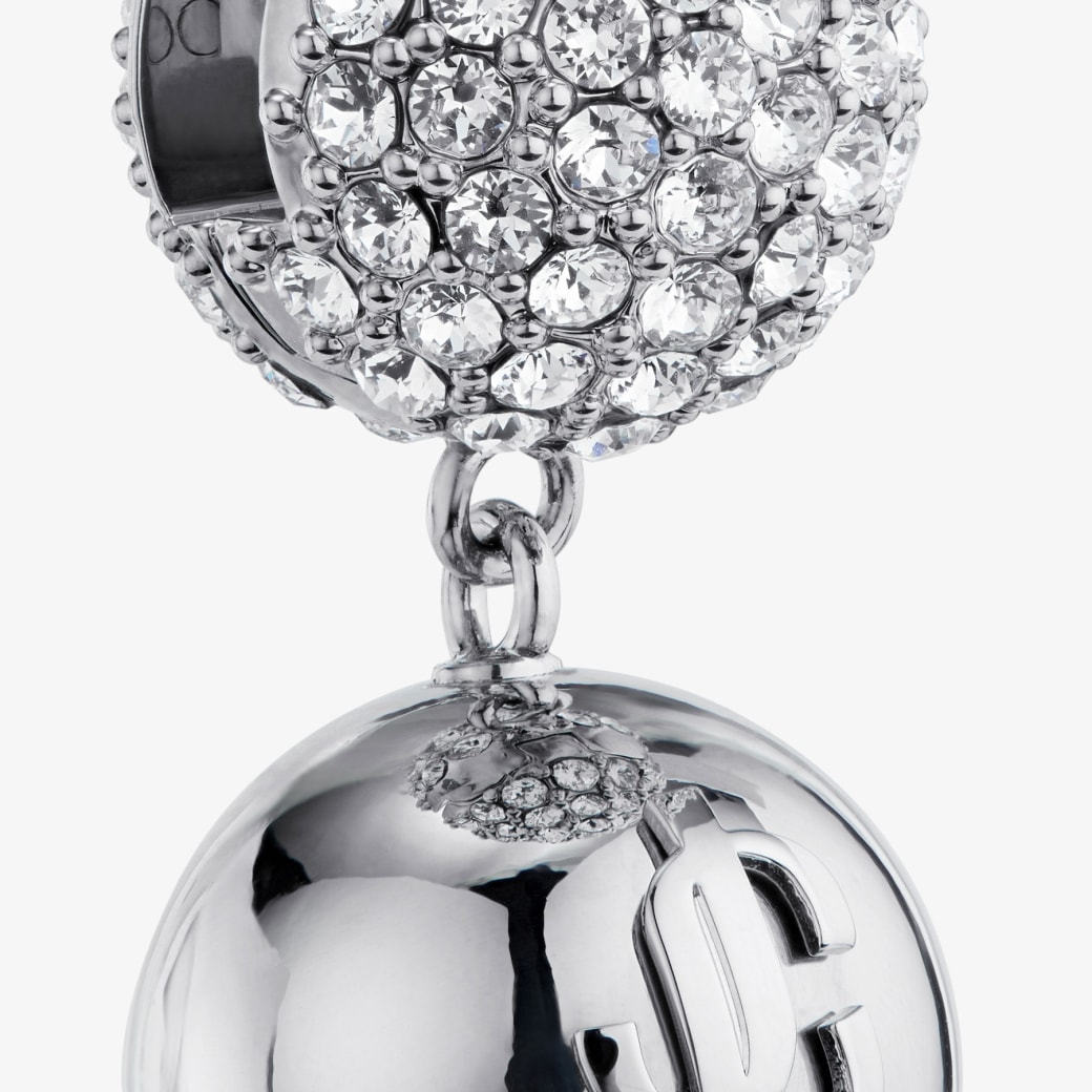Double Sphere Earrings | Silver-Finish Crystal Sphere Earrings | JIMMY CHOO