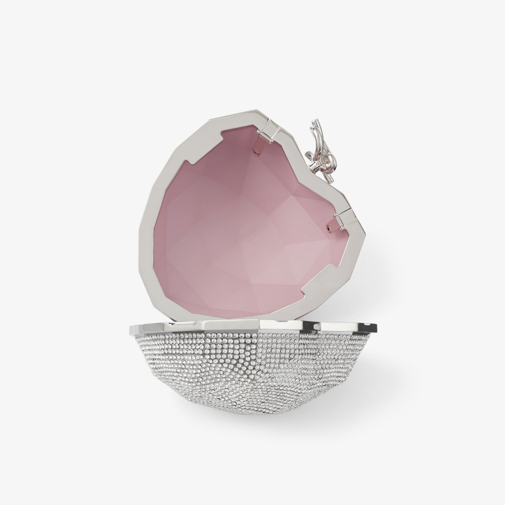 Faceted Heart Clutch|Silver Lucite Clutch| JIMMY CHOO AU