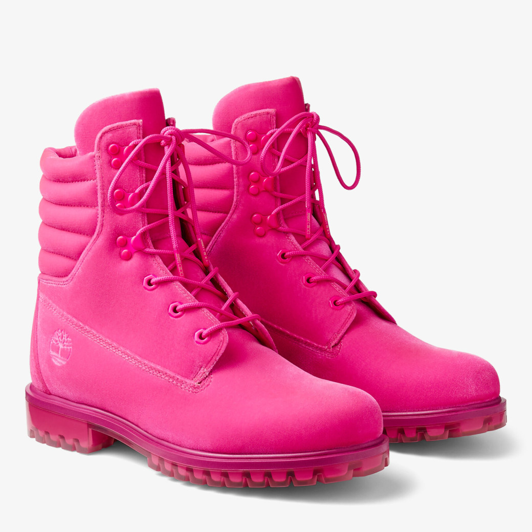 Botines Timberland en terciopelo de color rosa intenso | JIMMY CHOO X ...