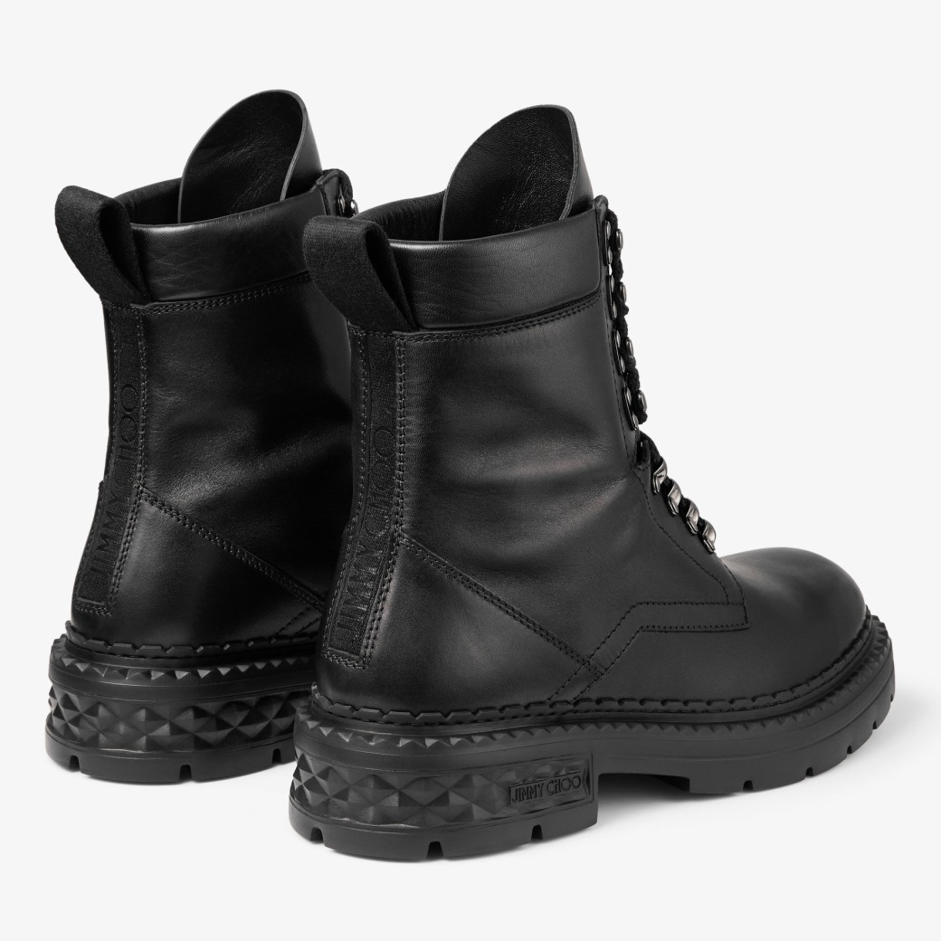 Marlow Combat Boot | Black Calf Leather Boot | JIMMY CHOO