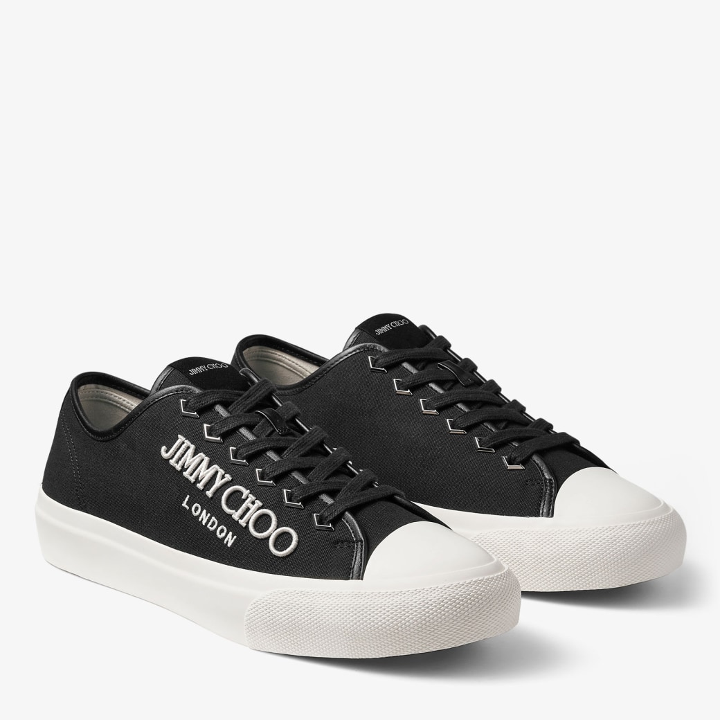 Palma/M | Black and Latte Canvas Low-Top Trainers with Embroidered Logo ...
