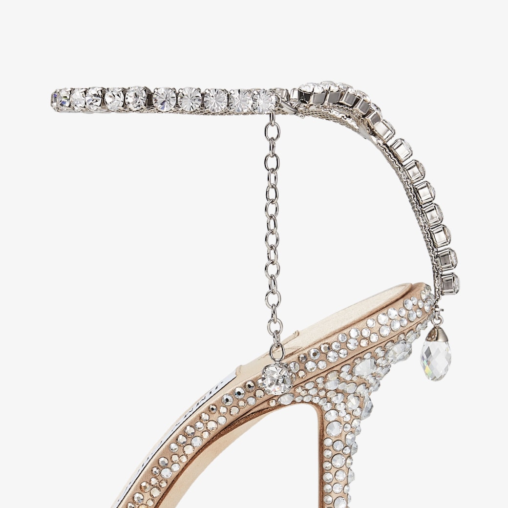 Saeda 100 | Gold Satin Pumps with crystals | JIMMY CHOO
