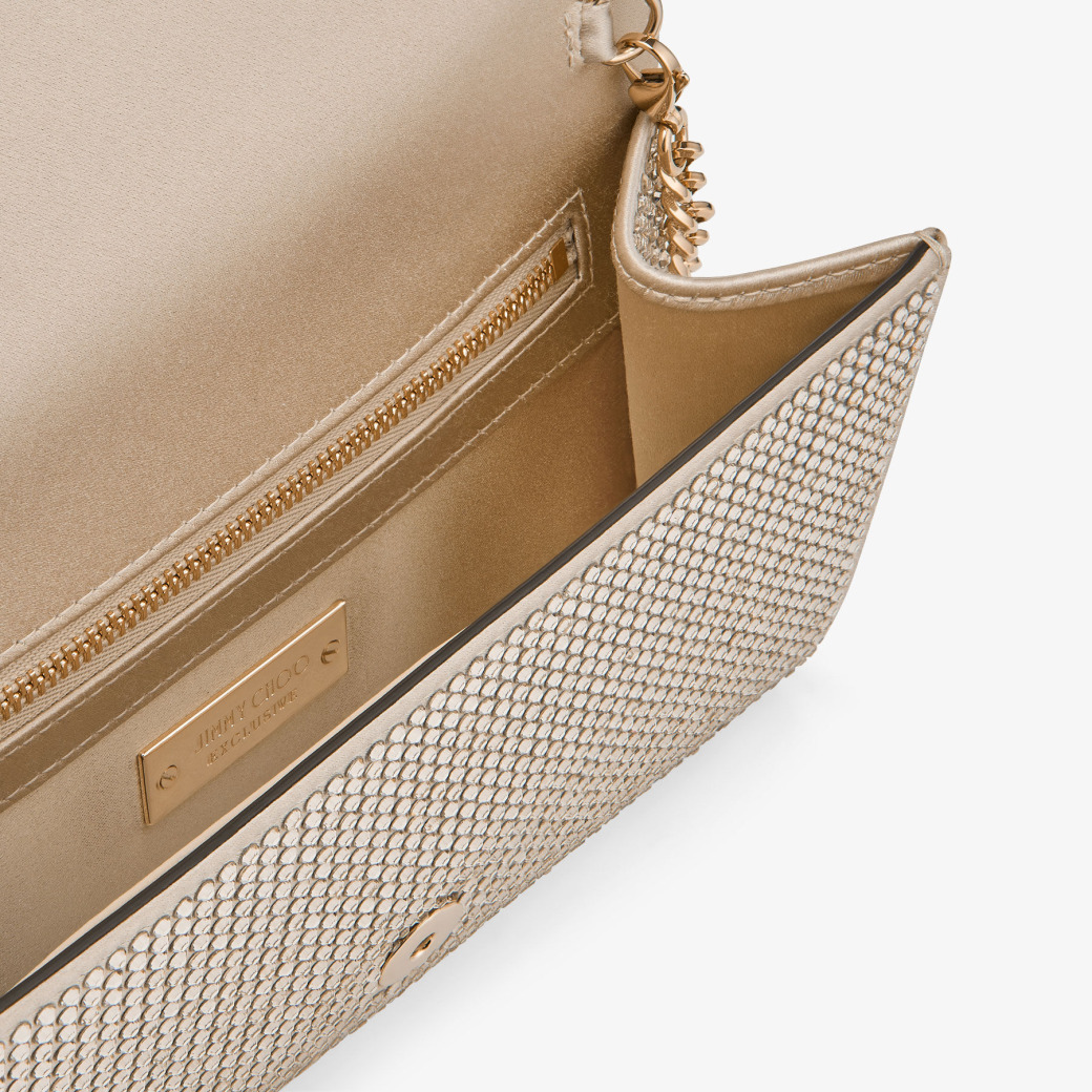 AVENUE WALLET W/CHAIN |Champagne Crystal Satin Wallet with Chain|New ...
