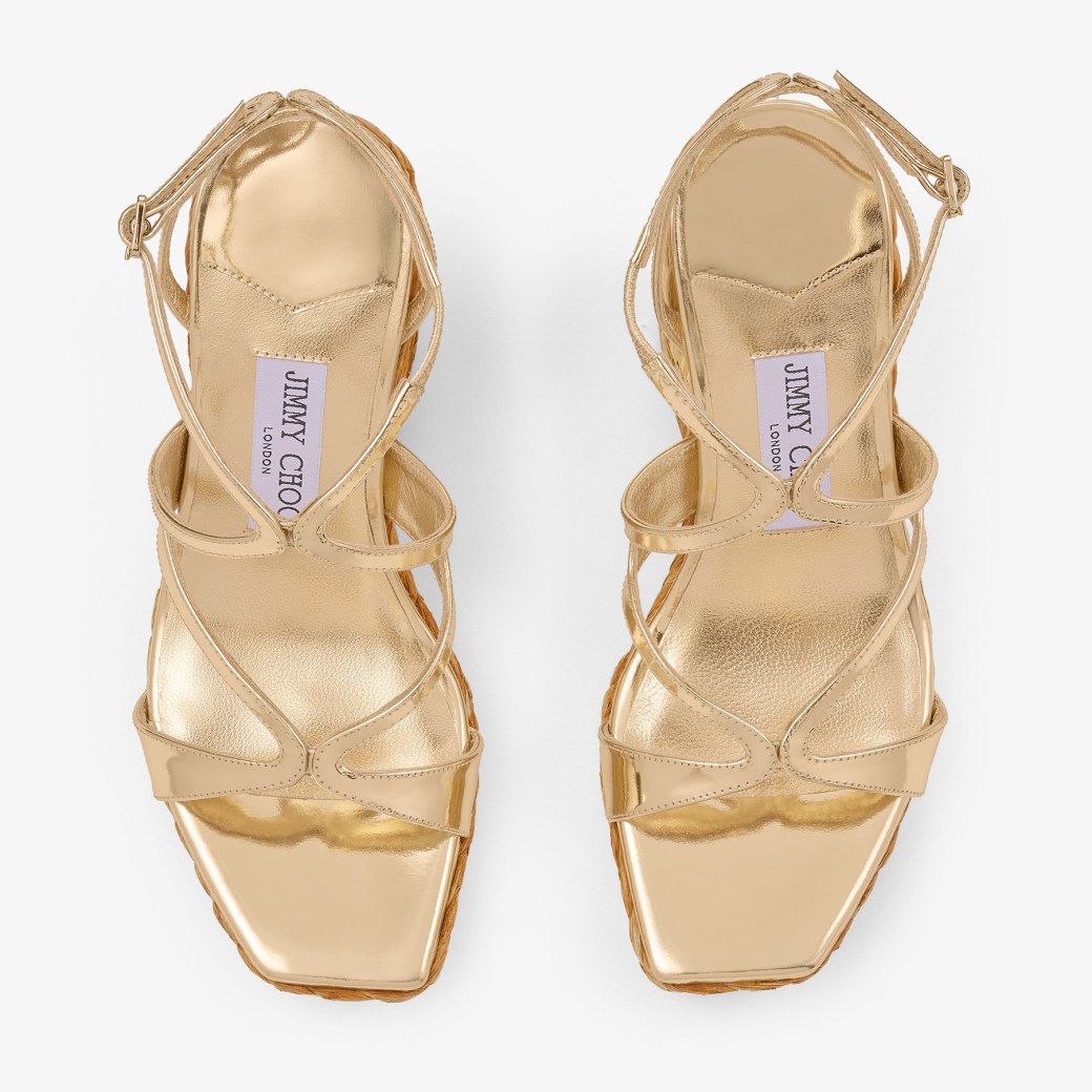 Ayla 110 | Gold Metallic Leather Wedge | JIMMY CHOO