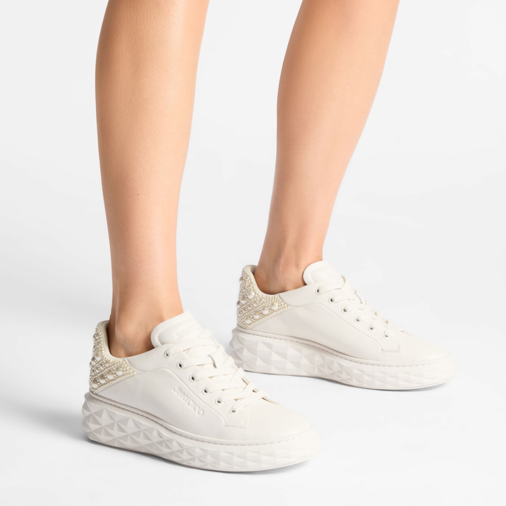 Diamond Maxi/F II | Latte Embossed Leather Trainer | JIMMY CHOO US