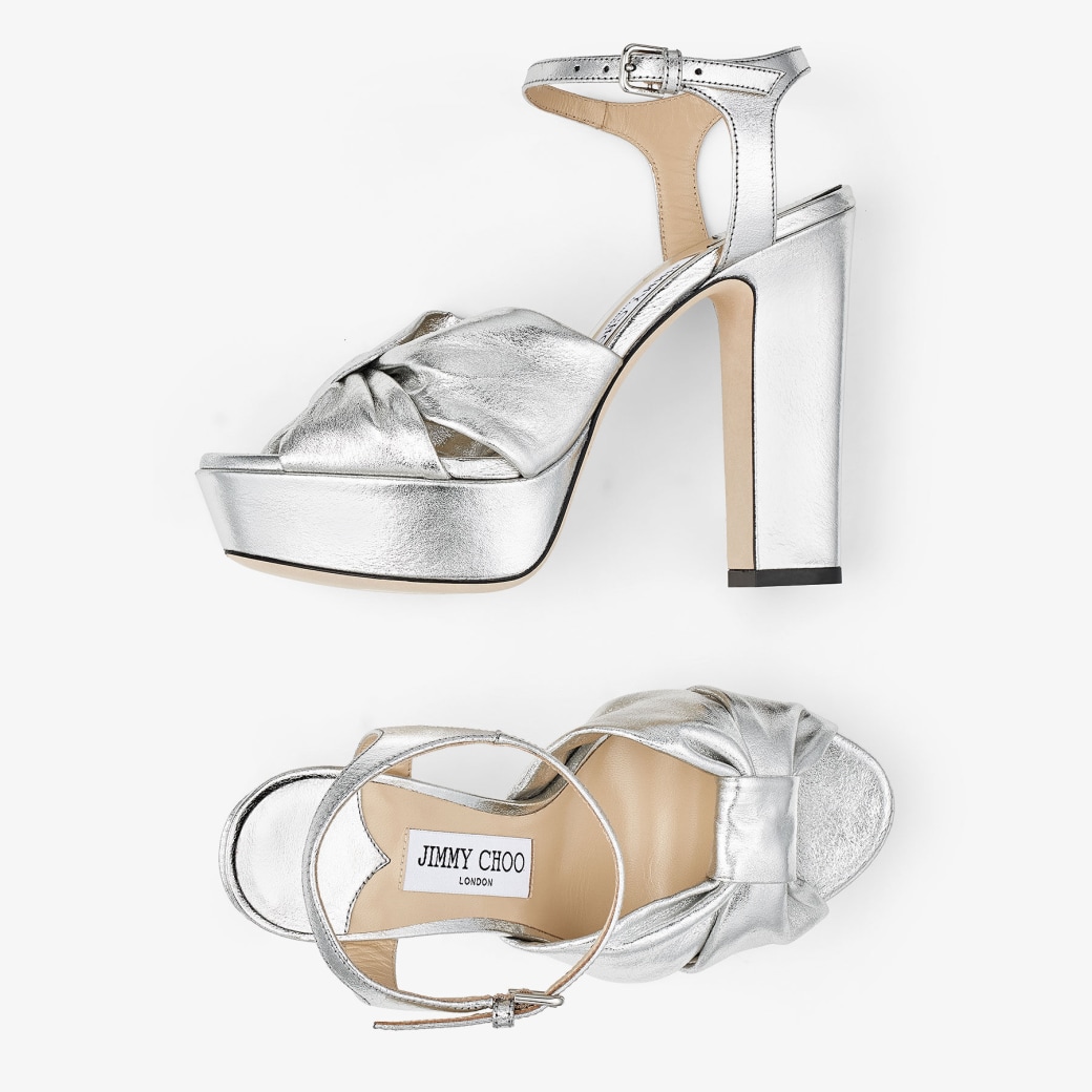 HELOISE 120 | Silver Metallic Nappa Leather Platform Sandals | JIMMY ...