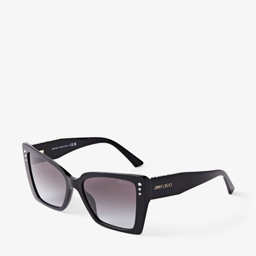 Lorea | Black Butterfly Frame Sunglasses | JIMMY CHOO