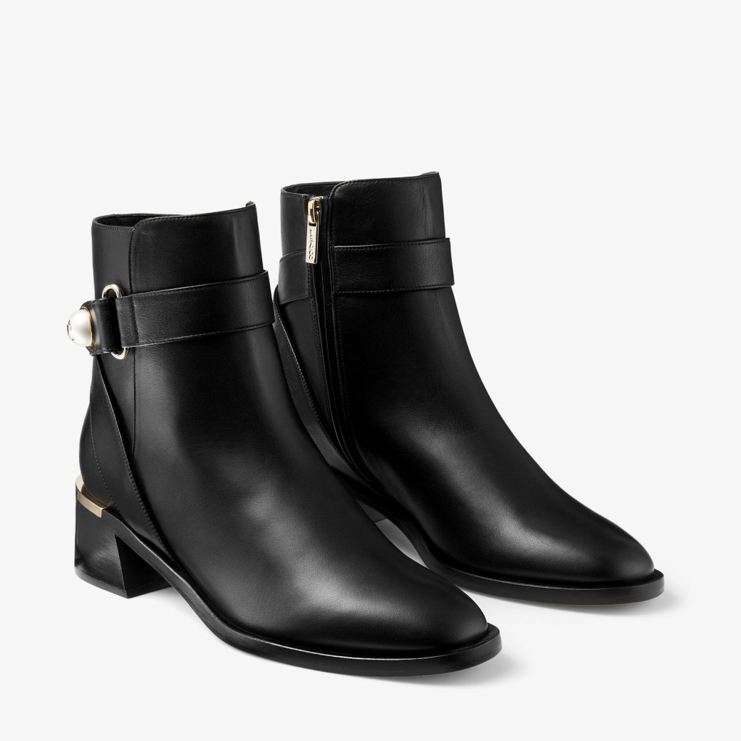 Noor 45 | Black Leather Boot | JIMMY CHOO US
