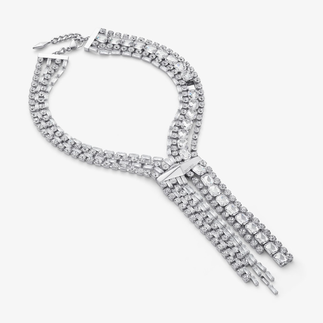 Zandra Necklace | Silver-Finish Crystal Necklace | JIMMY CHOO