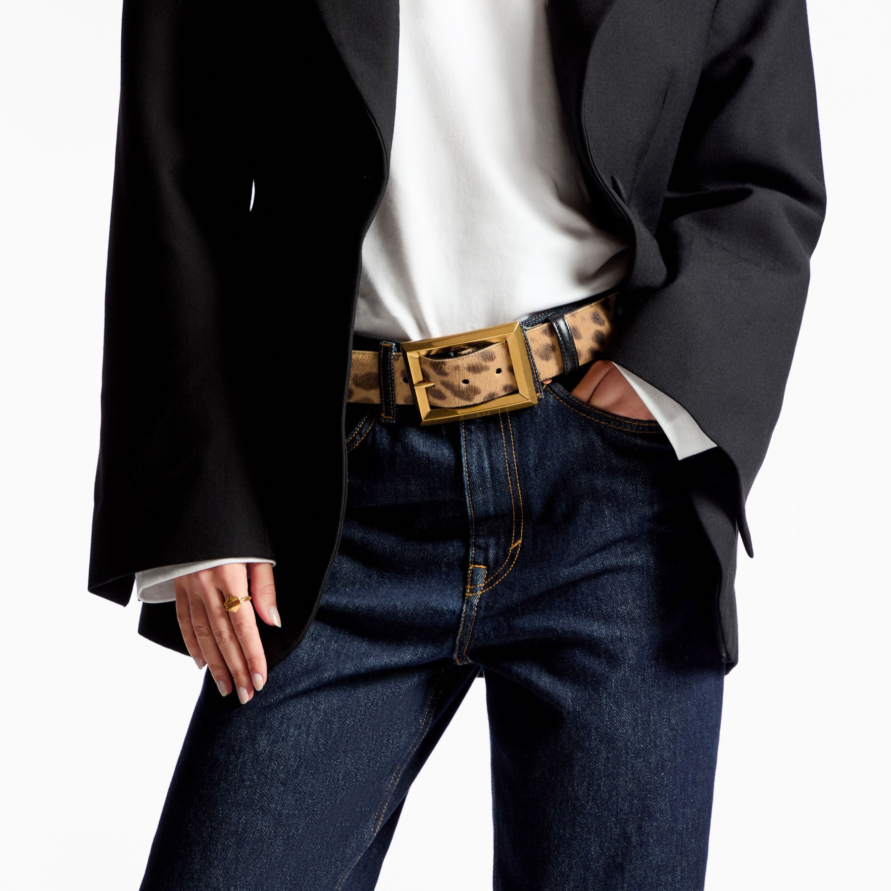 Arlie | Natural Leopard Print Pony Belt | JIMMY CHOO
