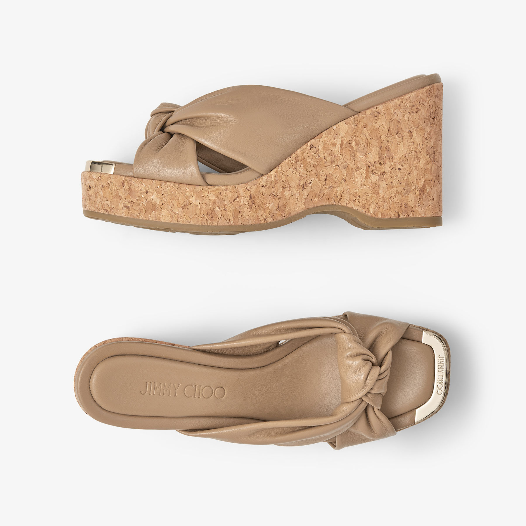 AVENUE WEDGE 110 | Biscuit Nappa Leather Wedge Mules | Summer ...