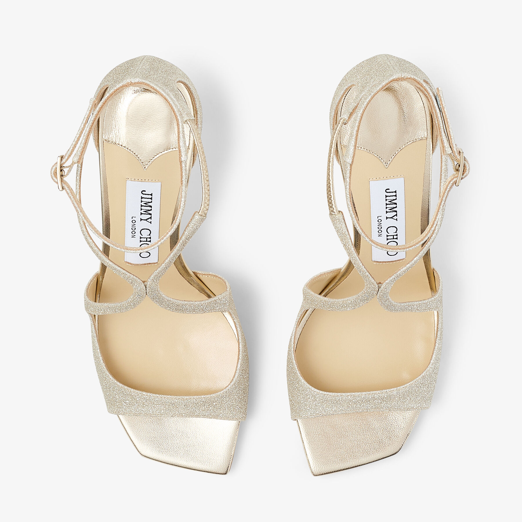 Azia 75 | Platinum Ice Glitter Sandals | JIMMY CHOO UK