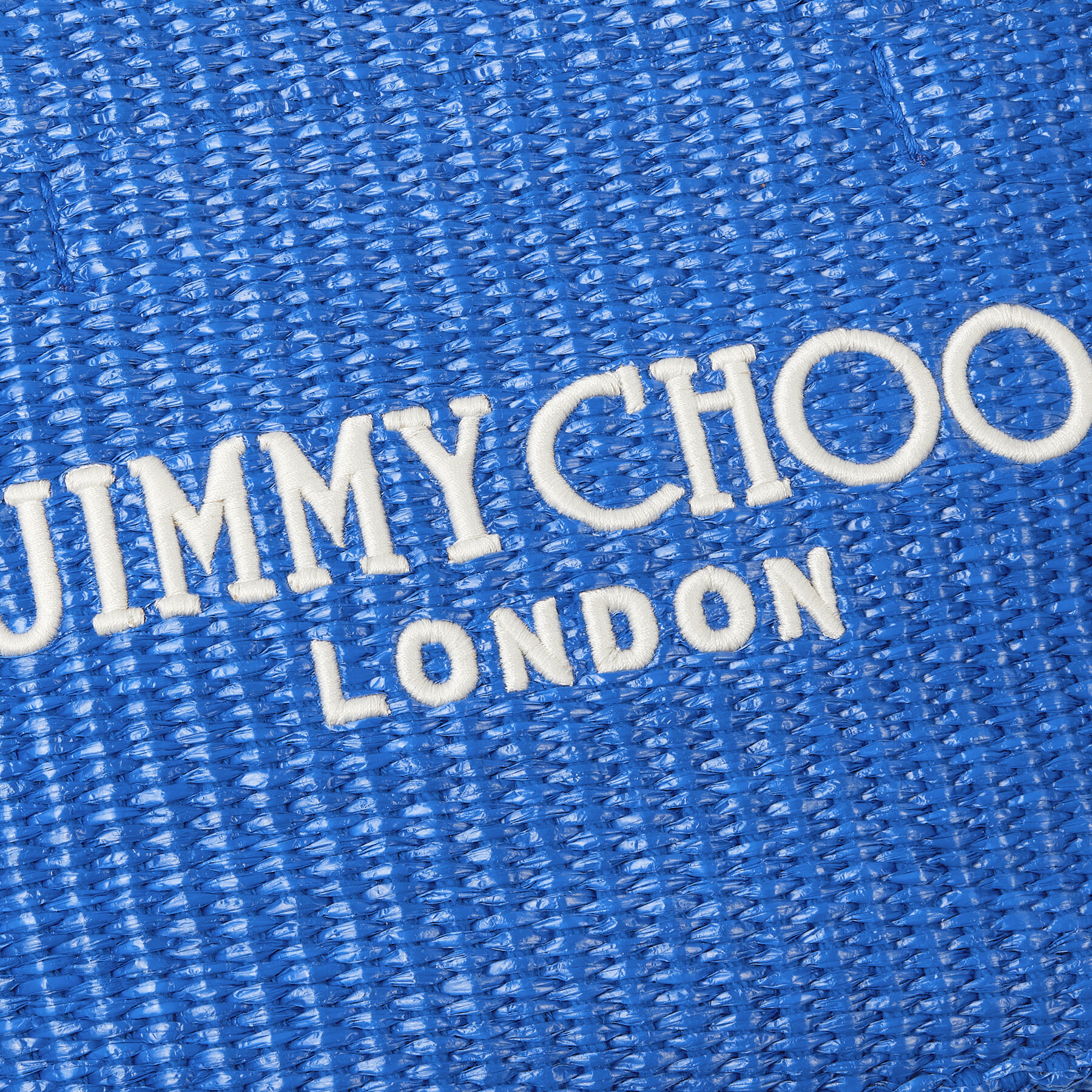 Beach Tote E/W Mini | Sky Raffia Embroidered Mini Tote Bag | JIMMY CHOO