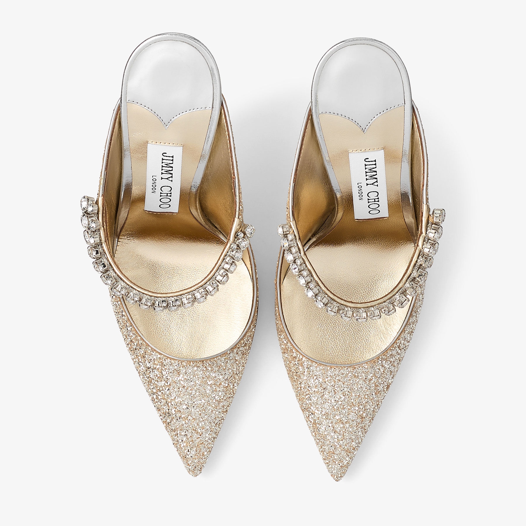 Bing 100 | Sand Glitter Fabric Mules | JIMMY CHOO