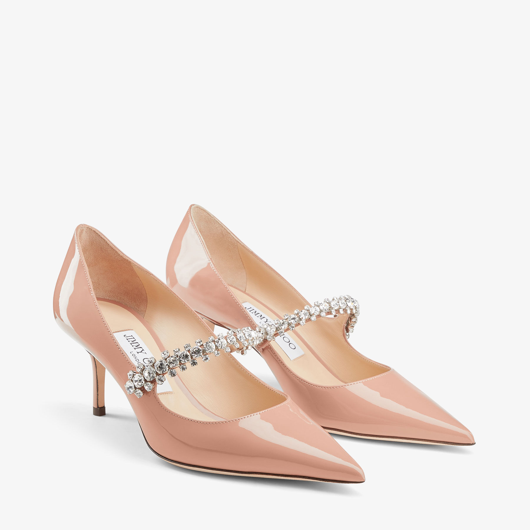 Bing Pump 65 | Ballet Pink Patent Leather Pumps with Crystals | JIMMY CHOO