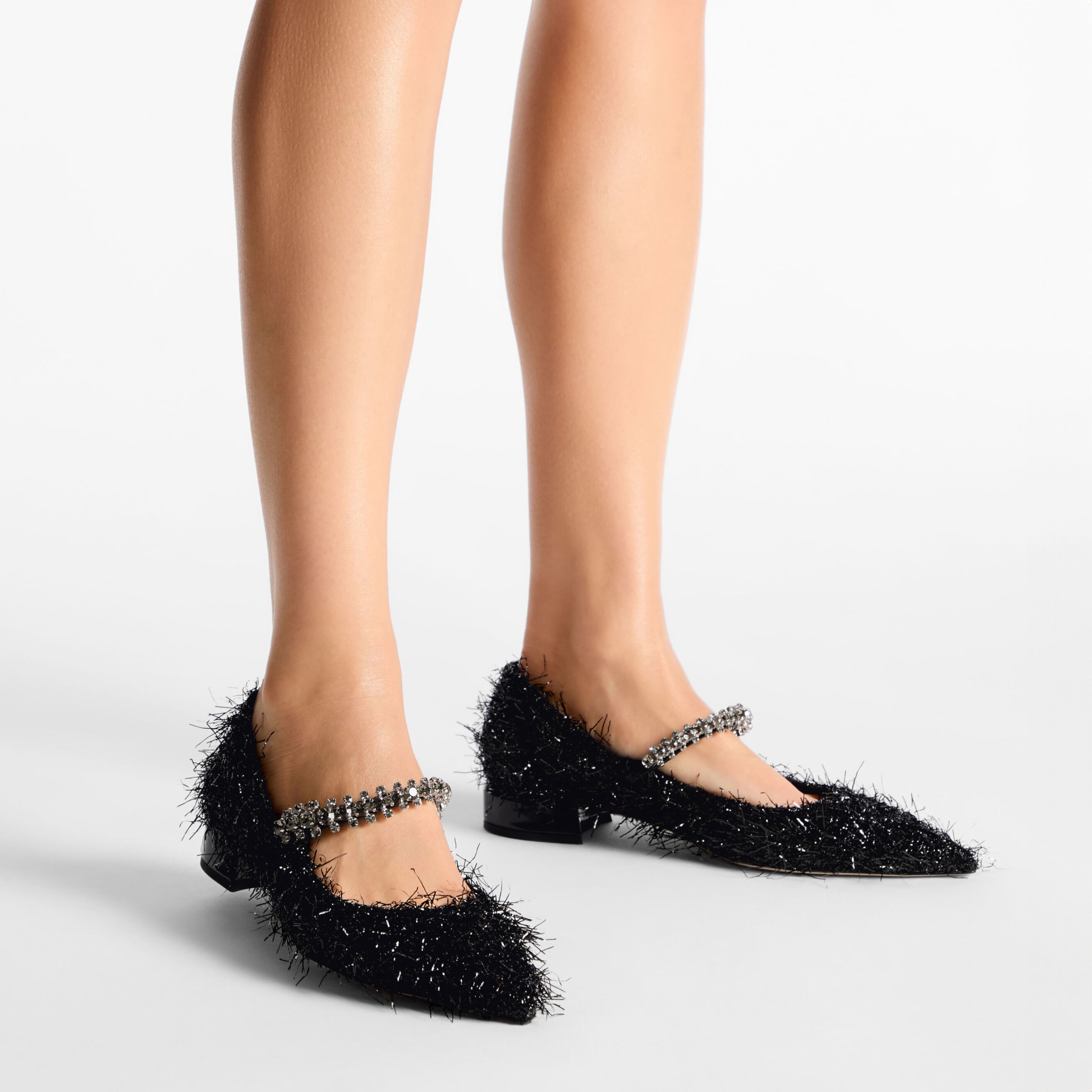 Bing Pump Flat | Black Tinsel Flats | JIMMY CHOO
