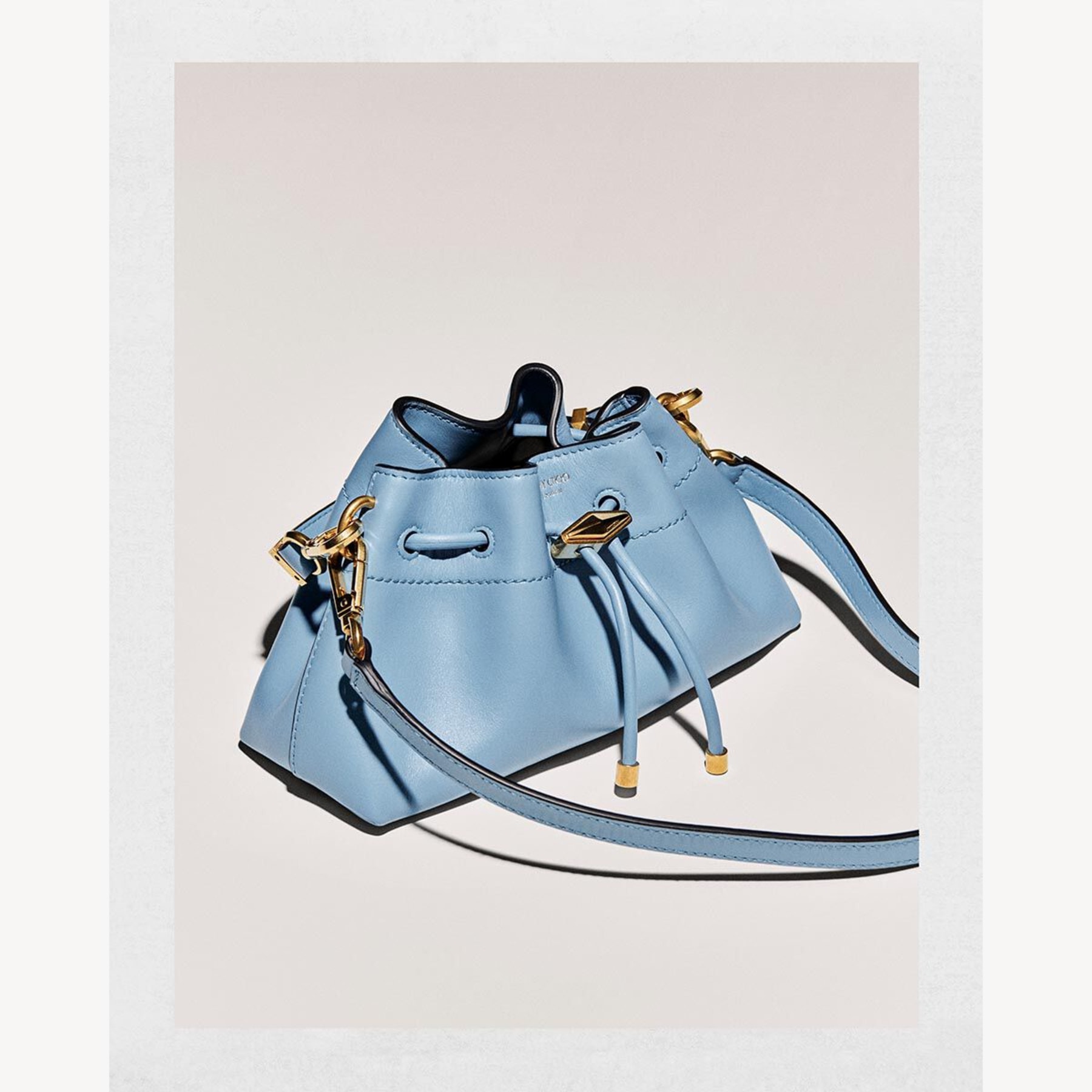 Cinch S | Dusty Blue Leather Bag | JIMMY CHOO