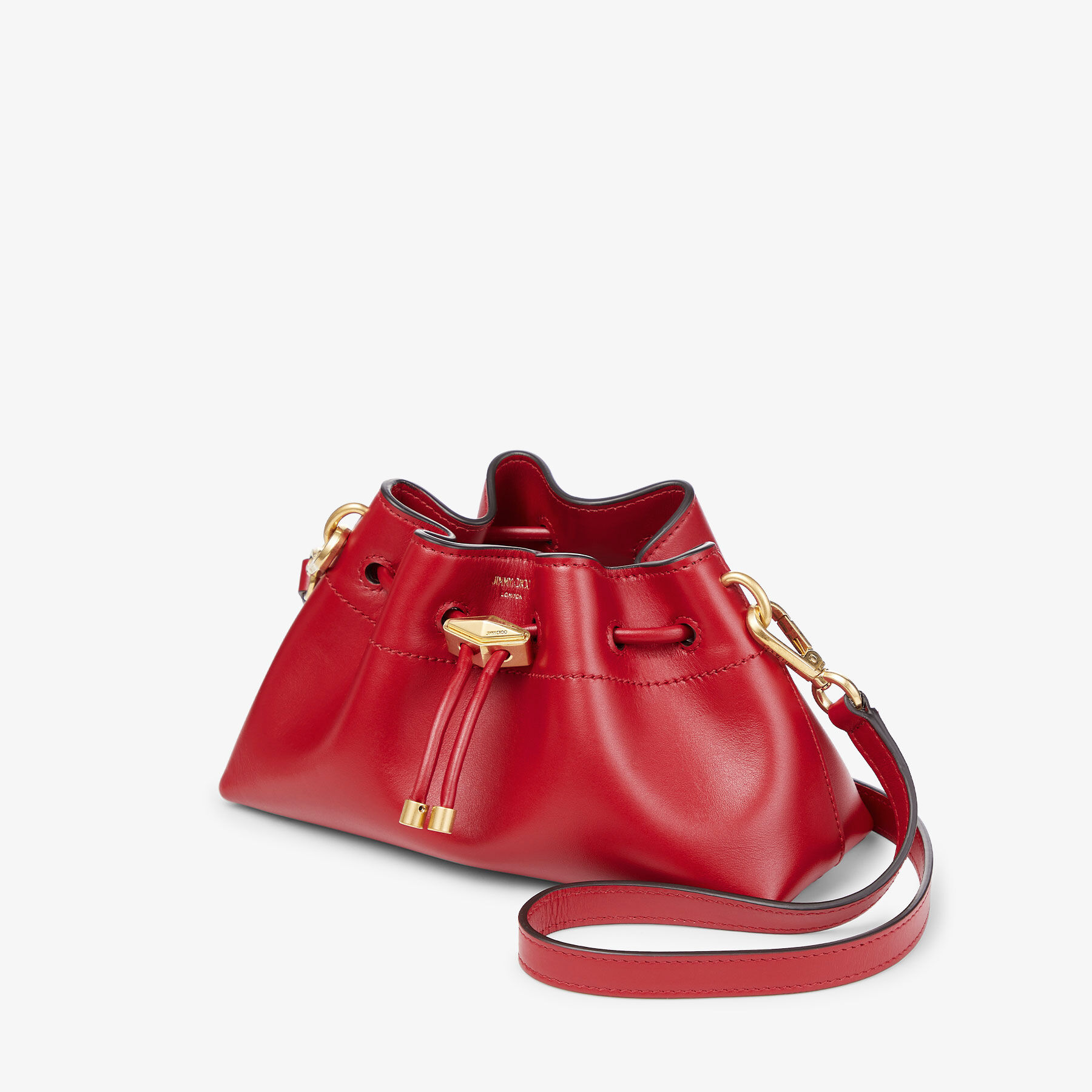 Cinch S | Ruby Red Leather Handbag | JIMMY CHOO