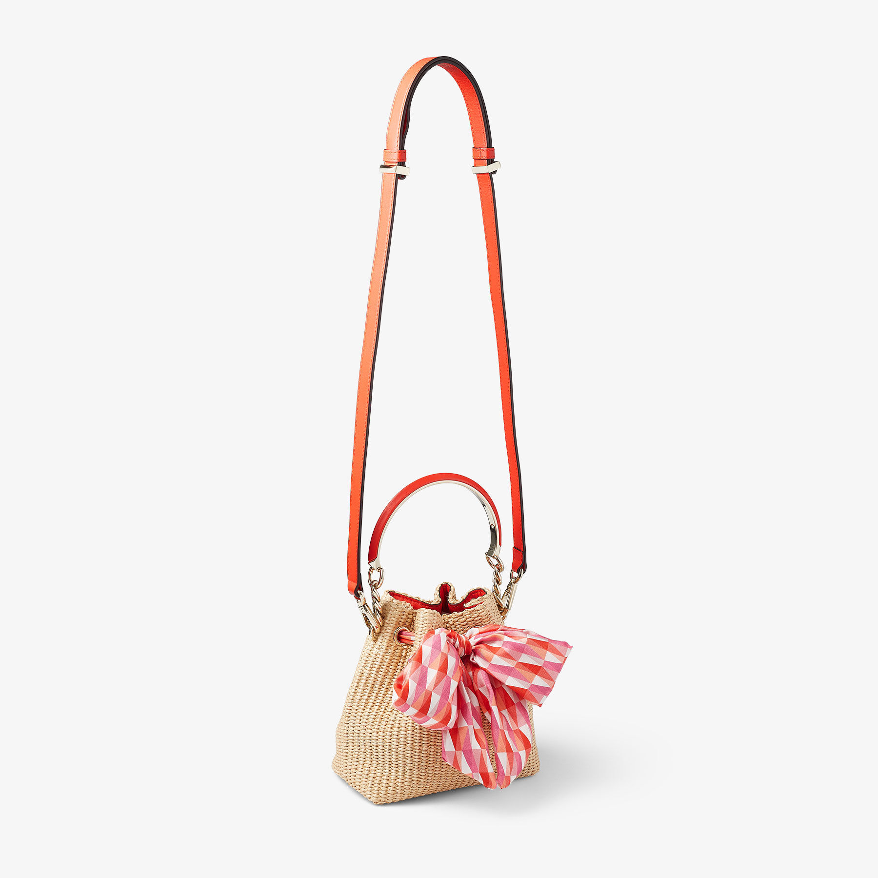 Bon Bon Bucket/S | Natural/Paprika Raffia Bucket Bag | JIMMY CHOO
