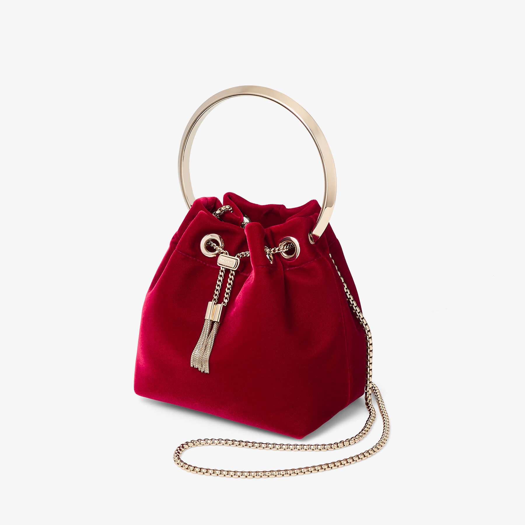 Bon Bon | Ruby Red Velvet Bag | JIMMY CHOO