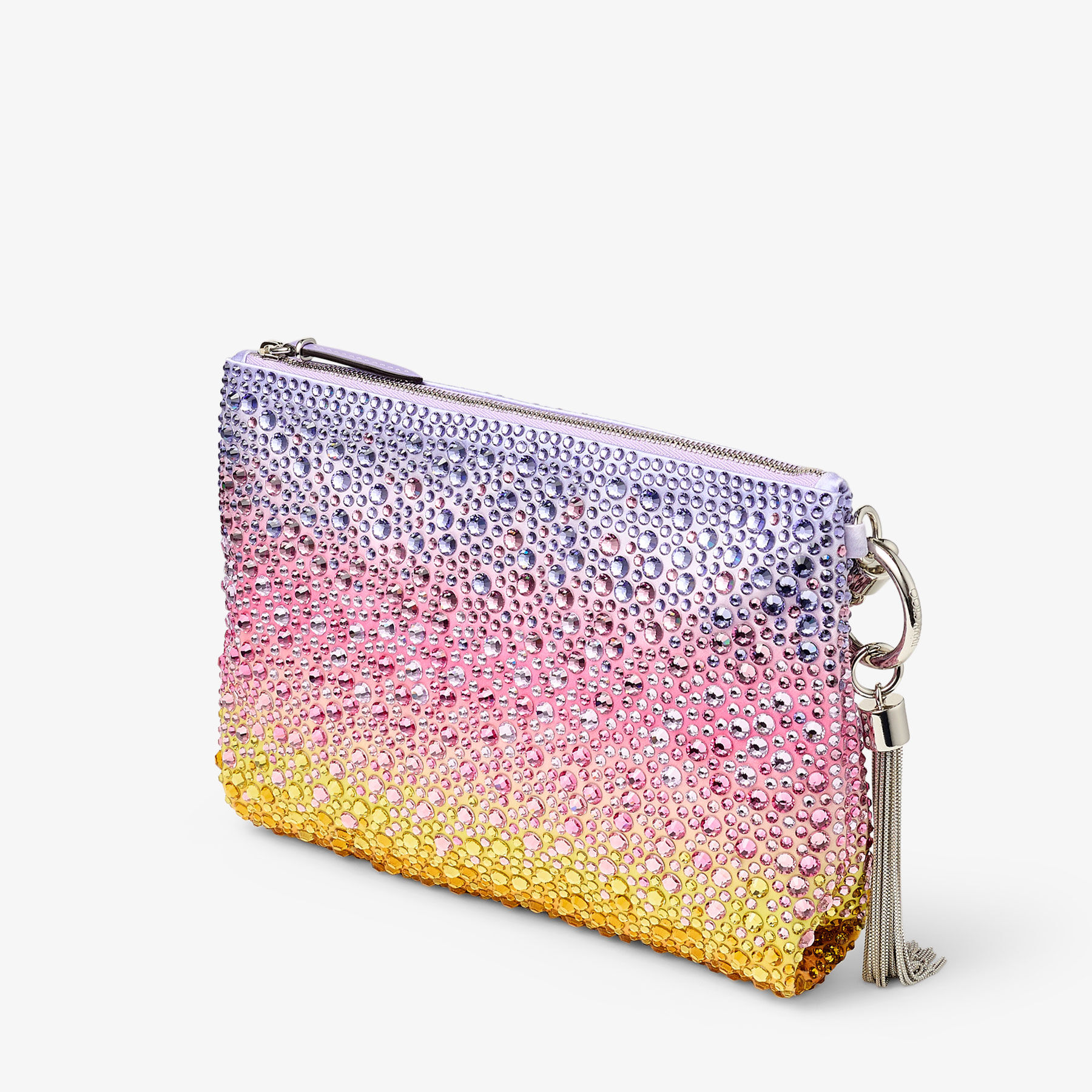 Callie | Sunset Mix Satin Crystal Clutch | JIMMY CHOO UK