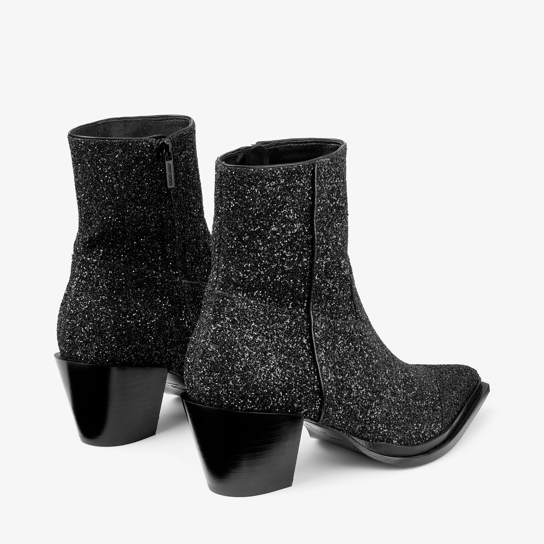 Cece Ankle Boot 60 | Black Glitter Fabric Boot | JIMMY CHOO