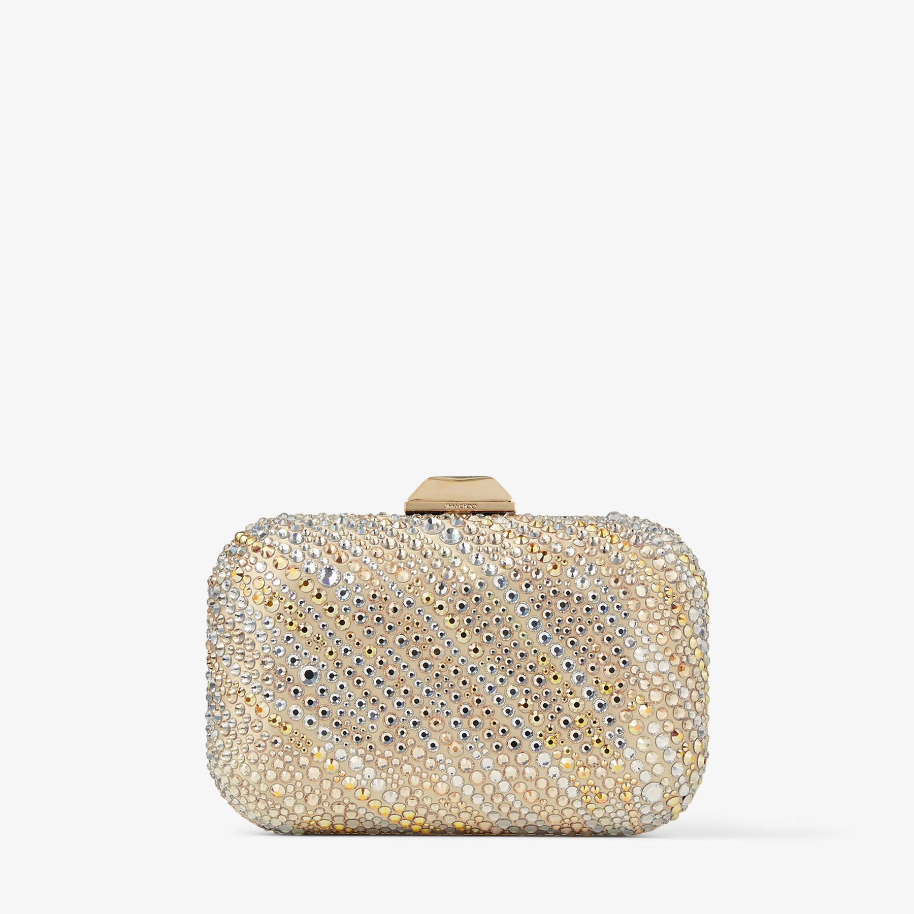 Cloud | Gold Mix Satin Crystal Clutch | JIMMY CHOO UK
