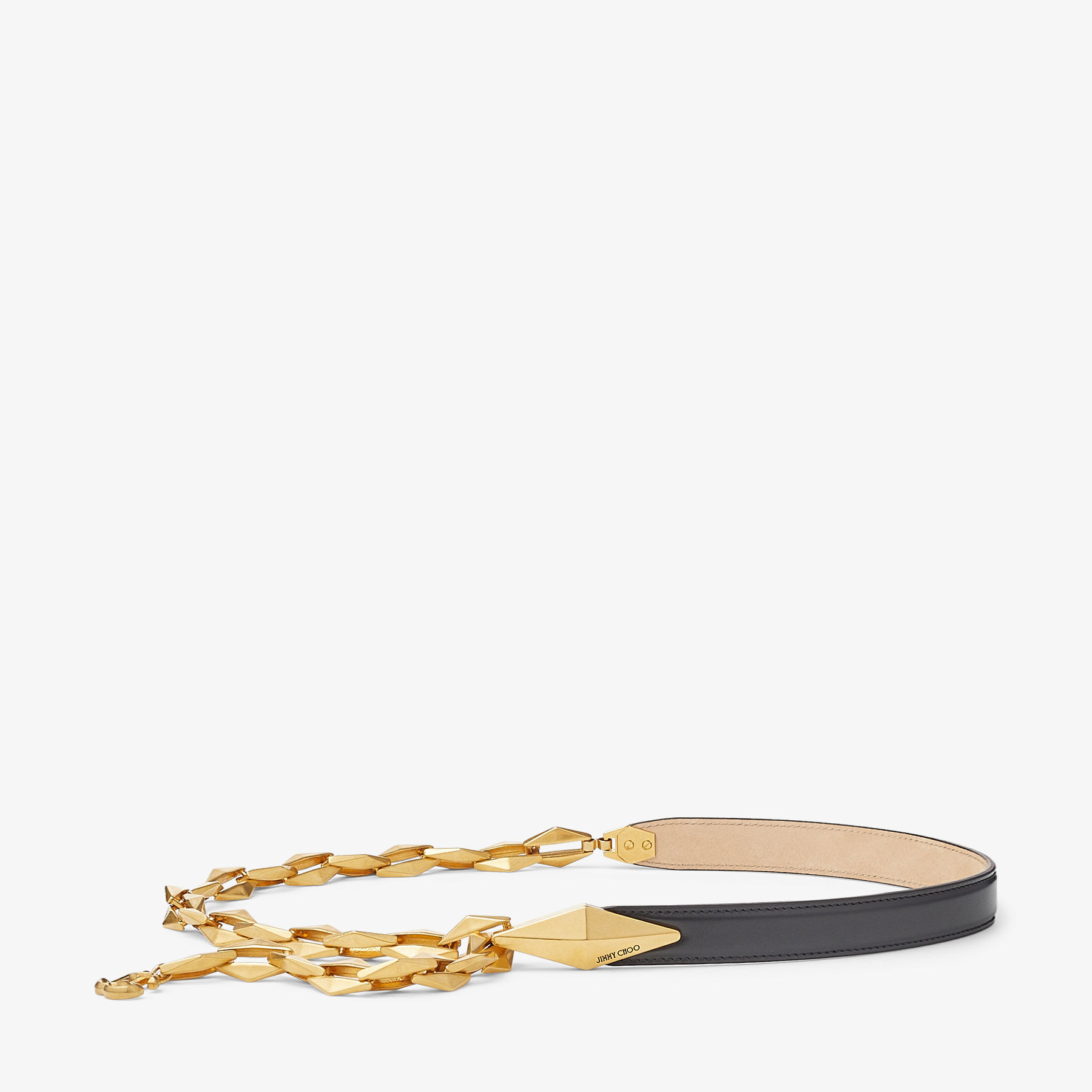 DIAMOND CHAIN BELT/S | Black Leather Chain Belt | Autumn Collection ...