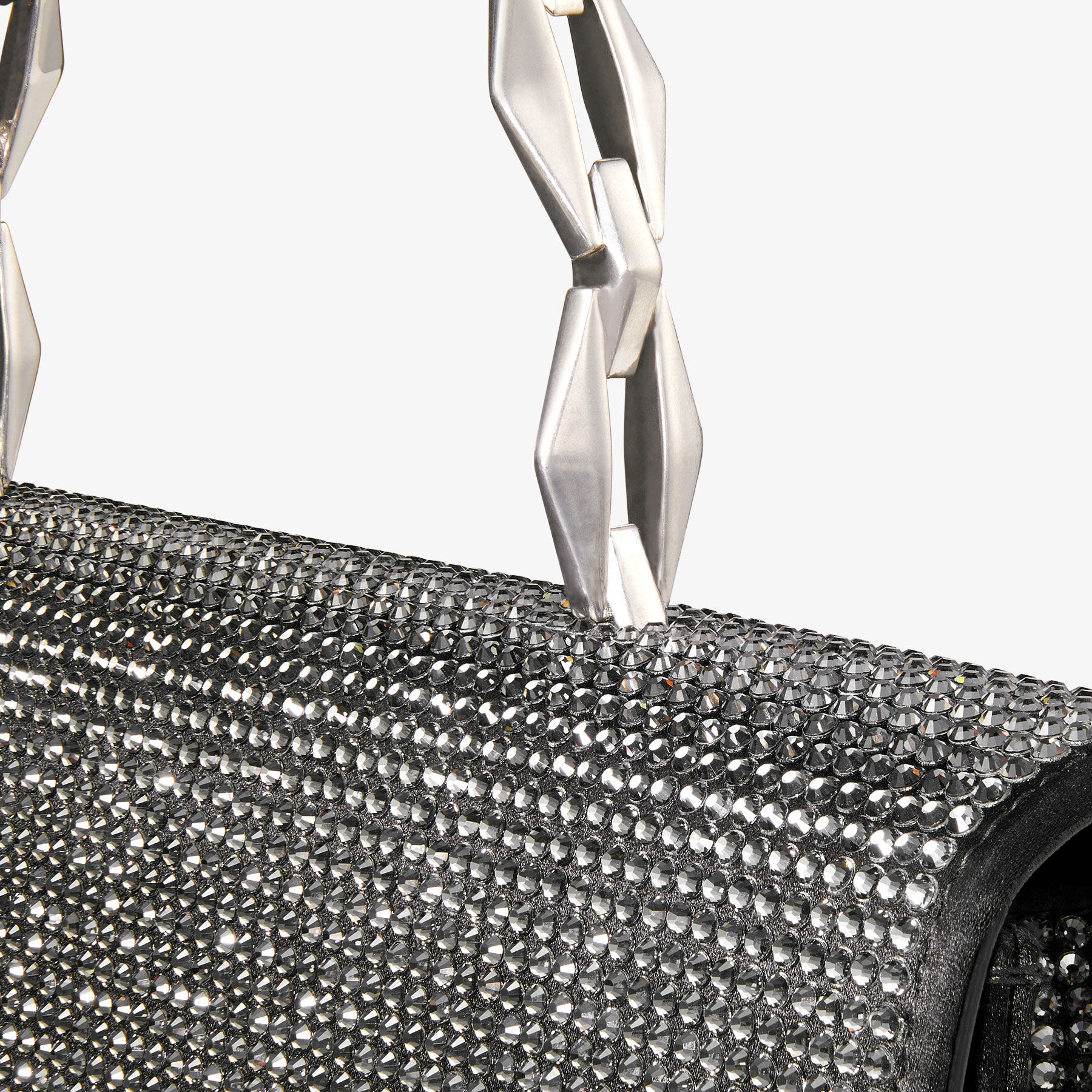 Diamond Chain Top Handle | Black Crystal Top Handle Bag | JIMMY CHOO