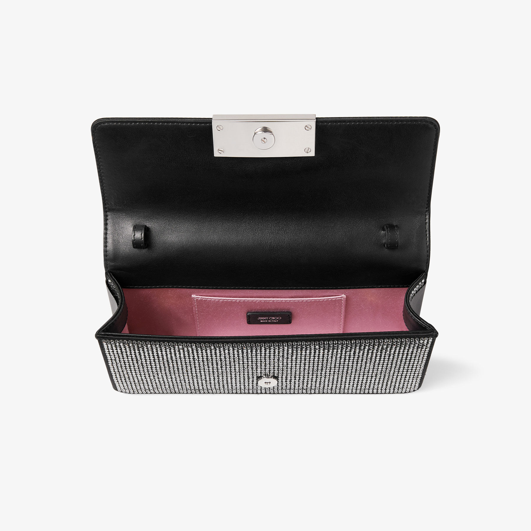 Diamond Chain Top Handle | Black Crystal Top Handle Bag | JIMMY CHOO