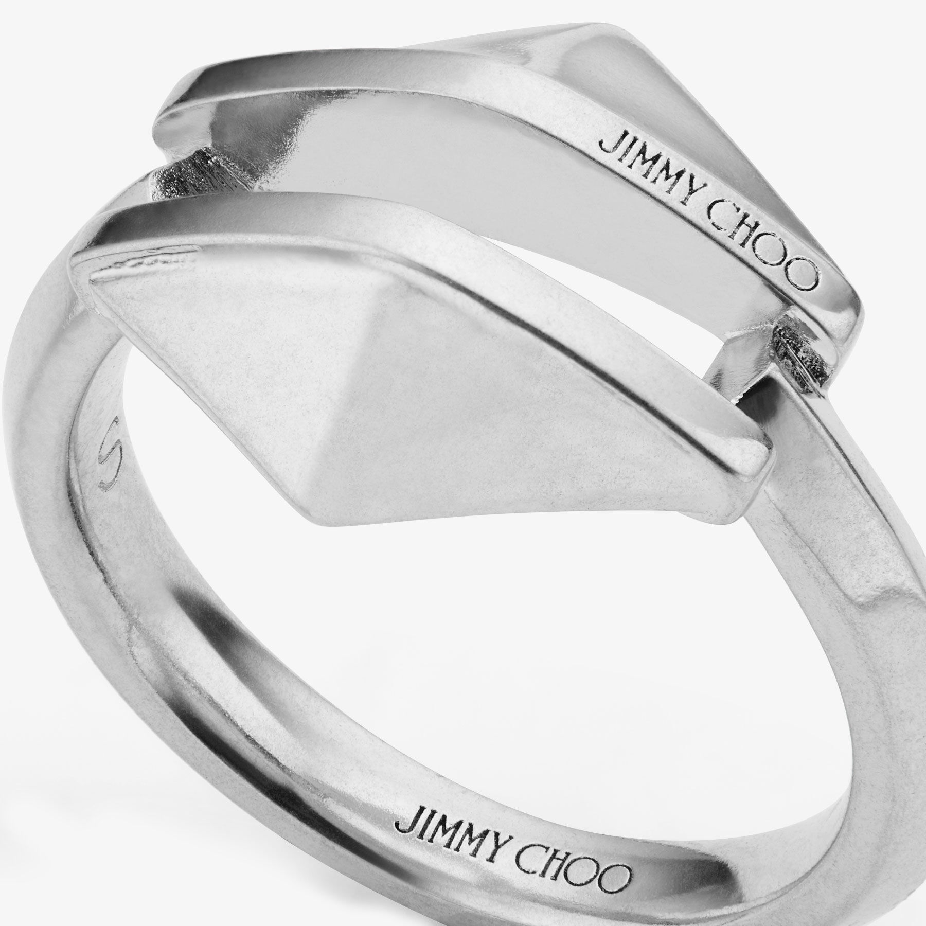 Diamond Link Ring| Silver Finish Rings| JIMMY CHOO UK