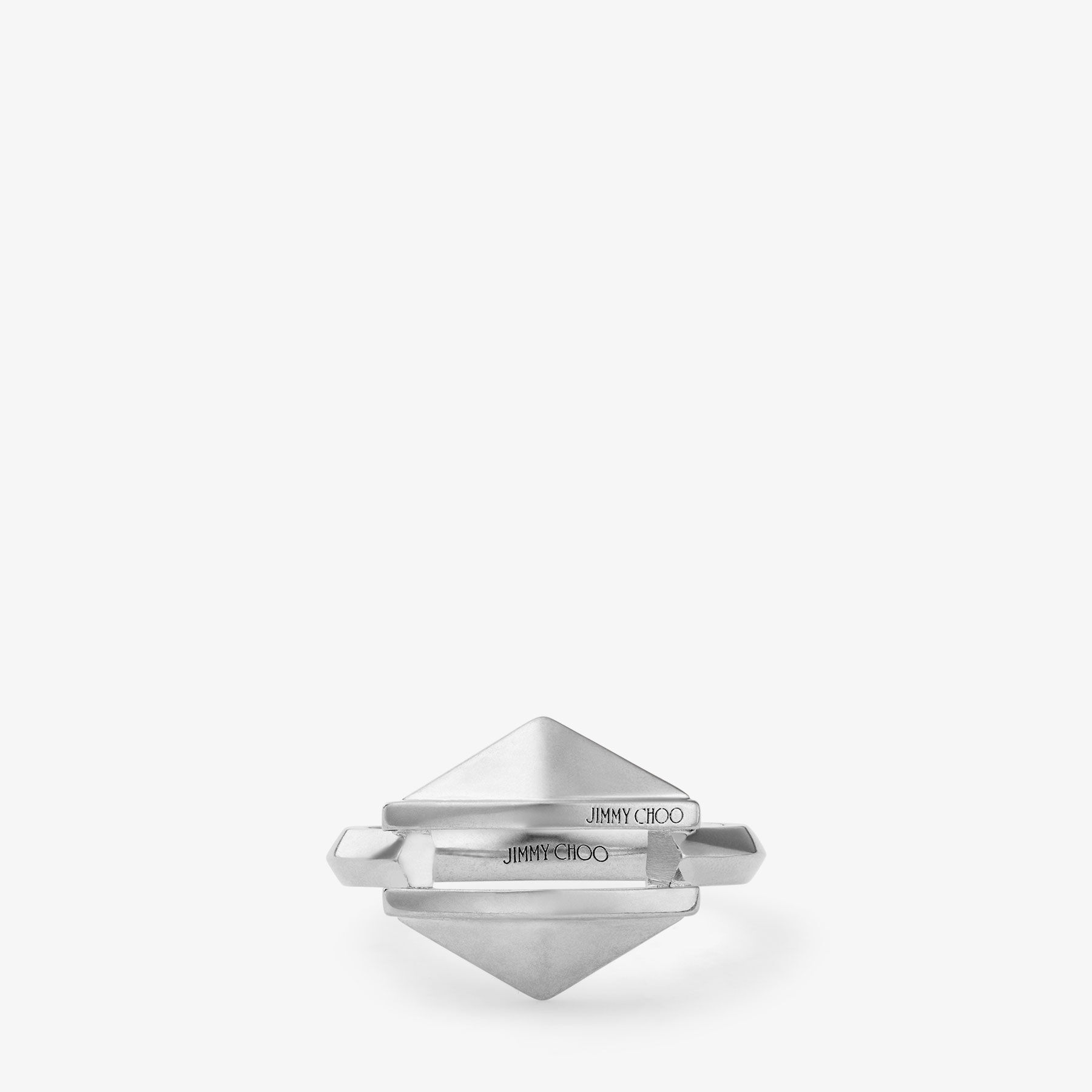 Diamond Link Ring| Silver Finish Rings| JIMMY CHOO UK
