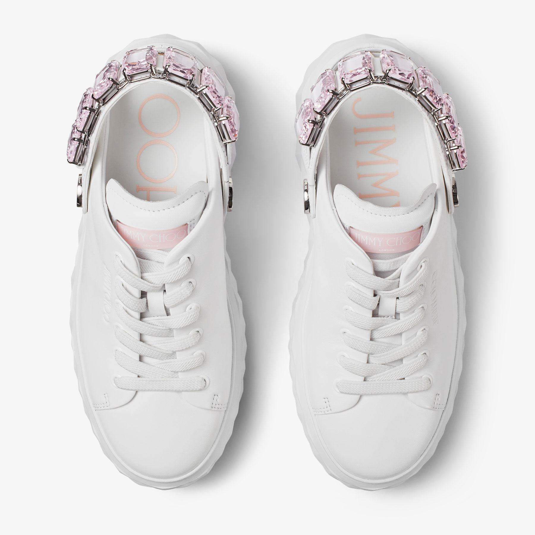 Diamond Maxi/Crystal|Pink Nappa Leather Trainer| JIMMY CHOO