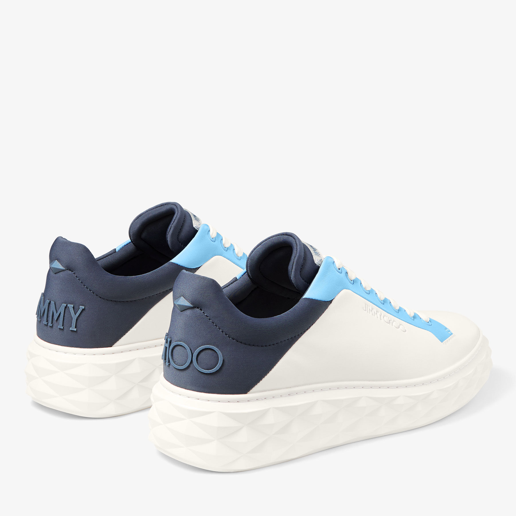 Diamond Maxi/M II | Latte and Navy Leather Trainers | JIMMY CHOO UK