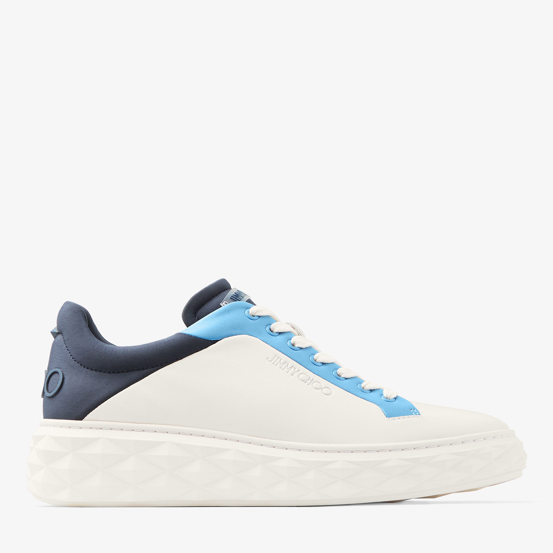 Diamond Maxi/M II | Latte and Navy Leather Trainers | JIMMY CHOO UK