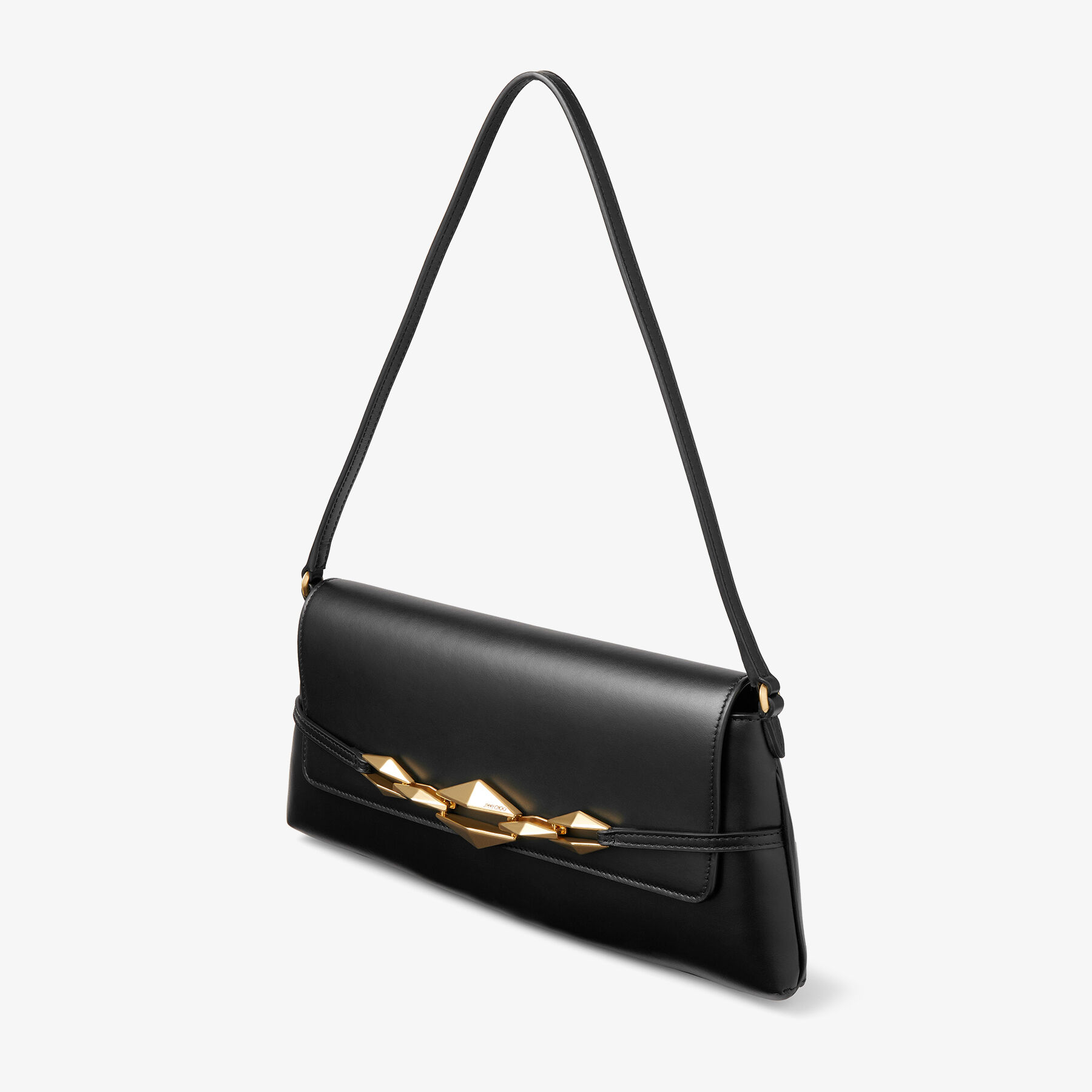 Diamond Shoulder | Black Calf Leather Bag | JIMMY CHOO