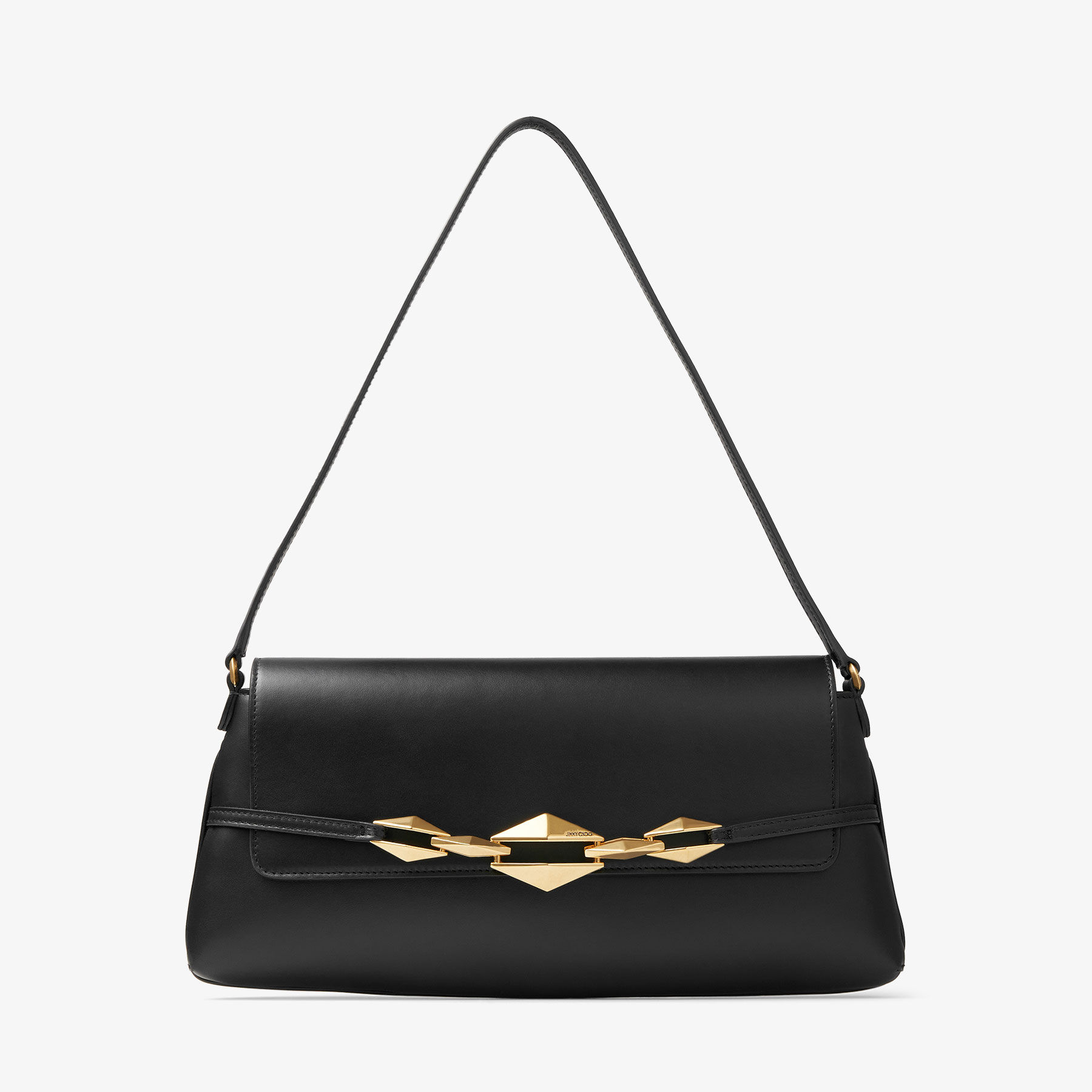 Diamond Shoulder | Black Calf Leather Bag | JIMMY CHOO