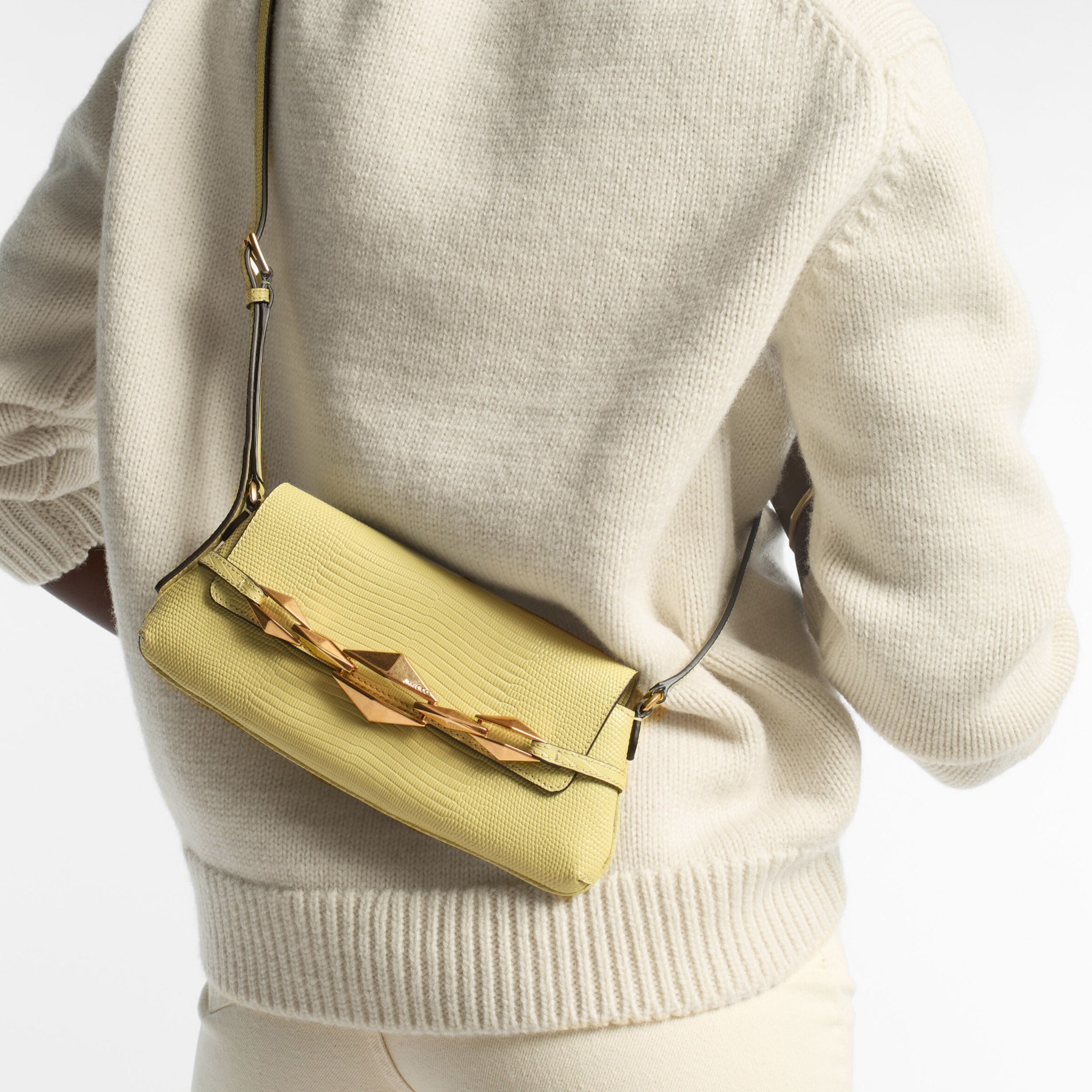 Diamond Shoulder | Yellow Lizard Print Mini Bag | JIMMY CHOO
