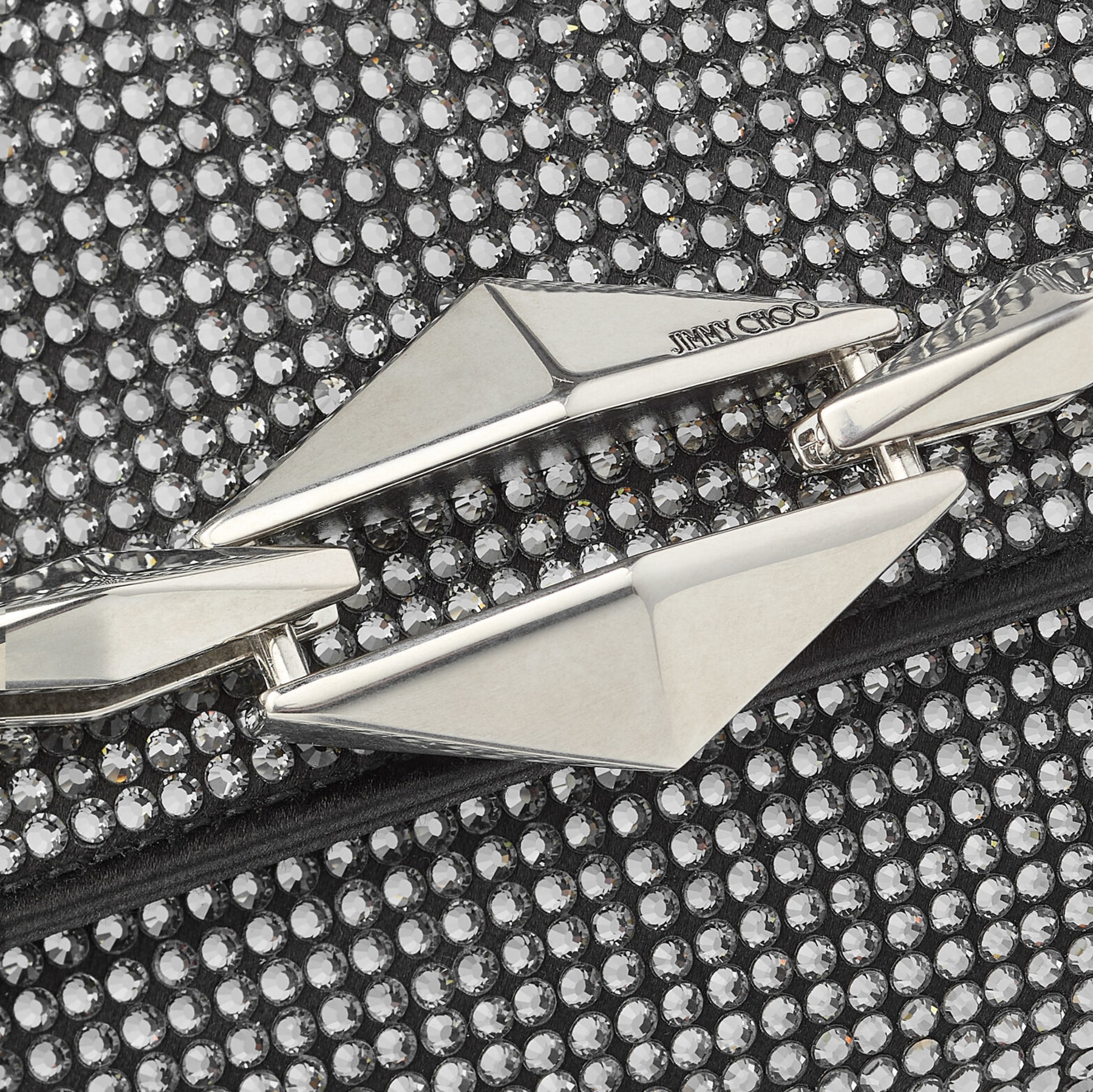 Diamond Shoulder | Black Satin Crystal Mini Bag | JIMMY CHOO