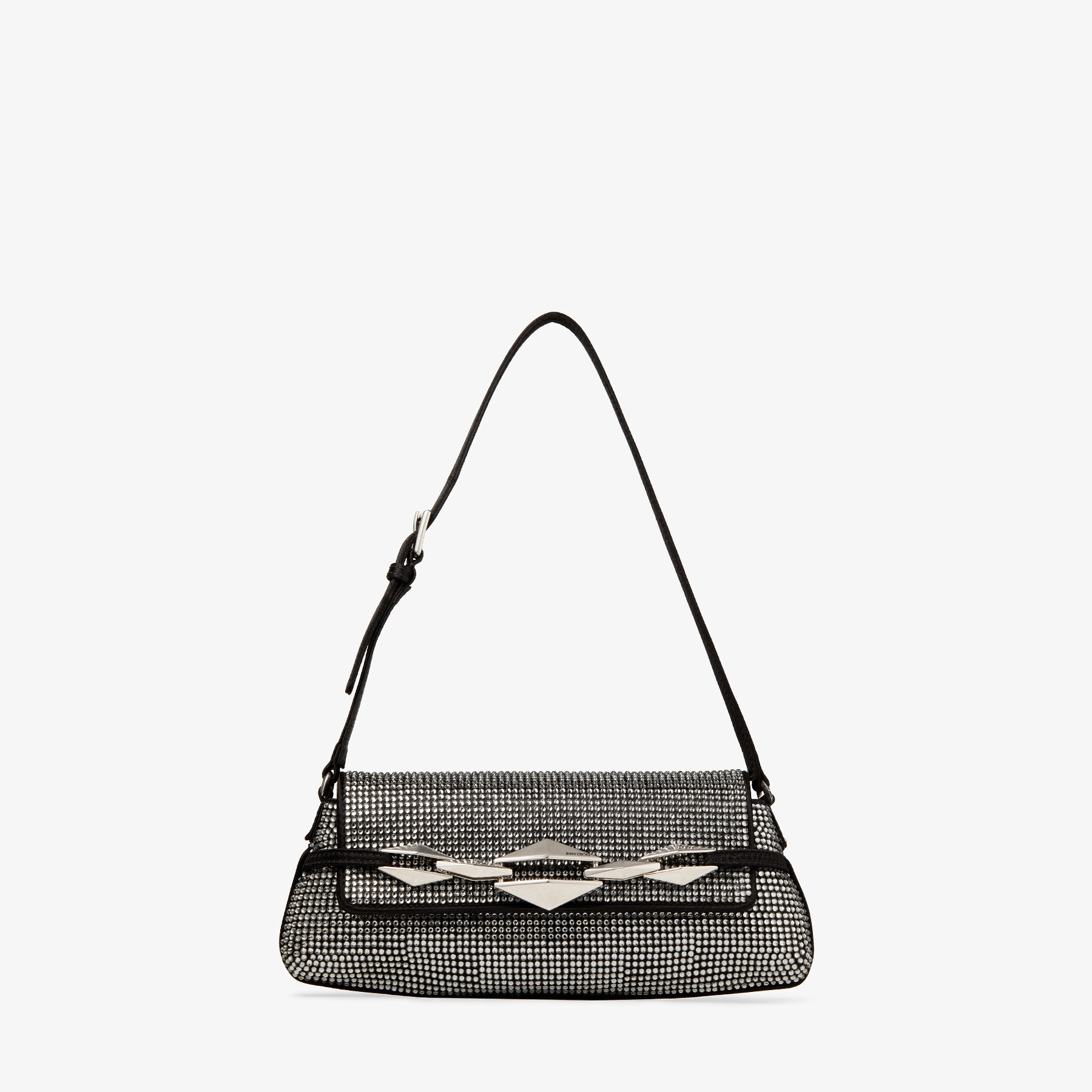 Diamond Shoulder | Black Satin Crystal Mini Bag | JIMMY CHOO