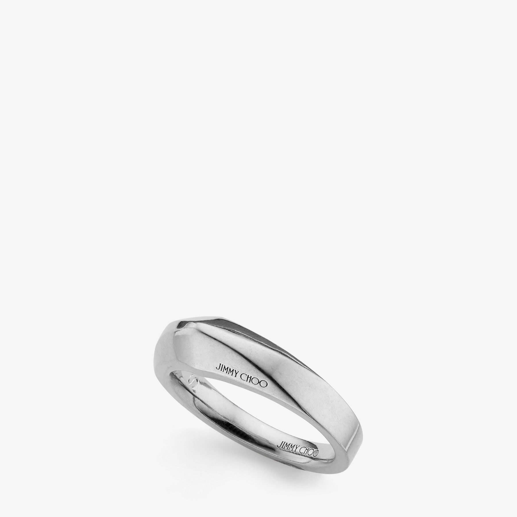 Diamond Signet Ring| Silver Finish Rings| JIMMY CHOO UK