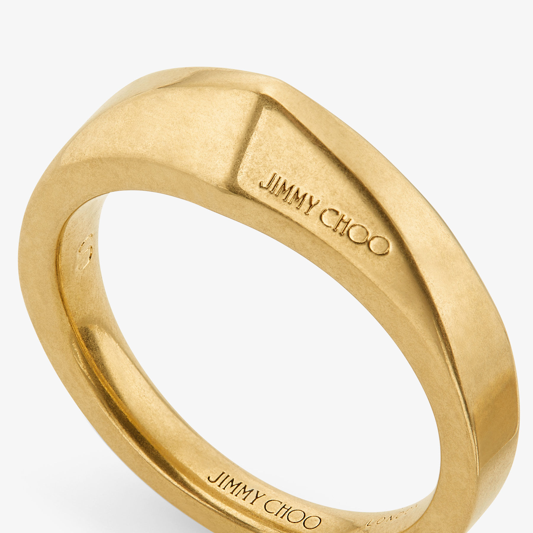 DIAMOND SIGNET RING | Gold-Finish Signet Ring | New Collection | JIMMY CHOO