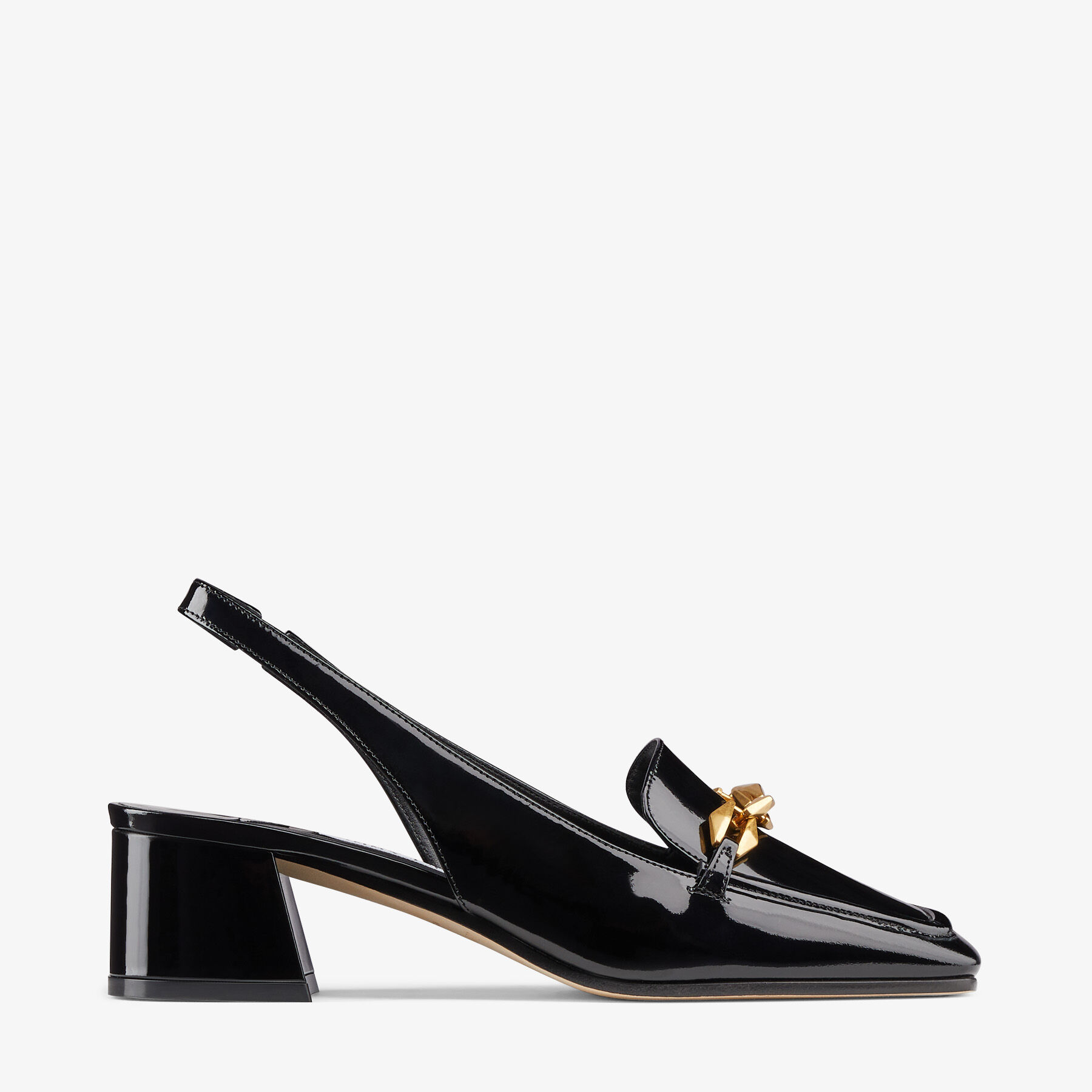 DIAMOND TILDA SB 45 | Black Soft Patent Leather Slingback Pumps with ...