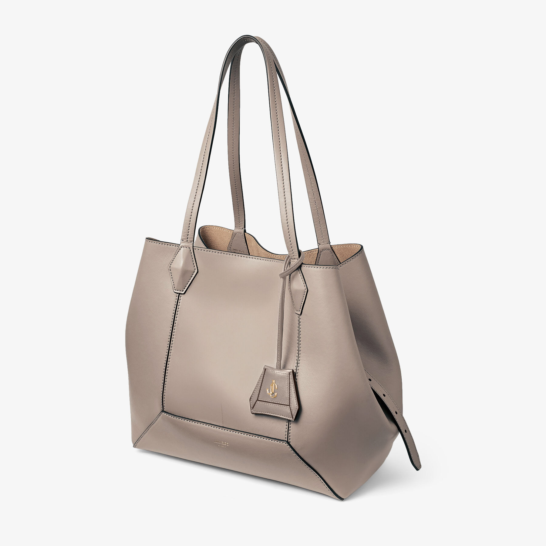 Diamond Tote/M | Taupe Calf Leather Tote Bag | JIMMY CHOO