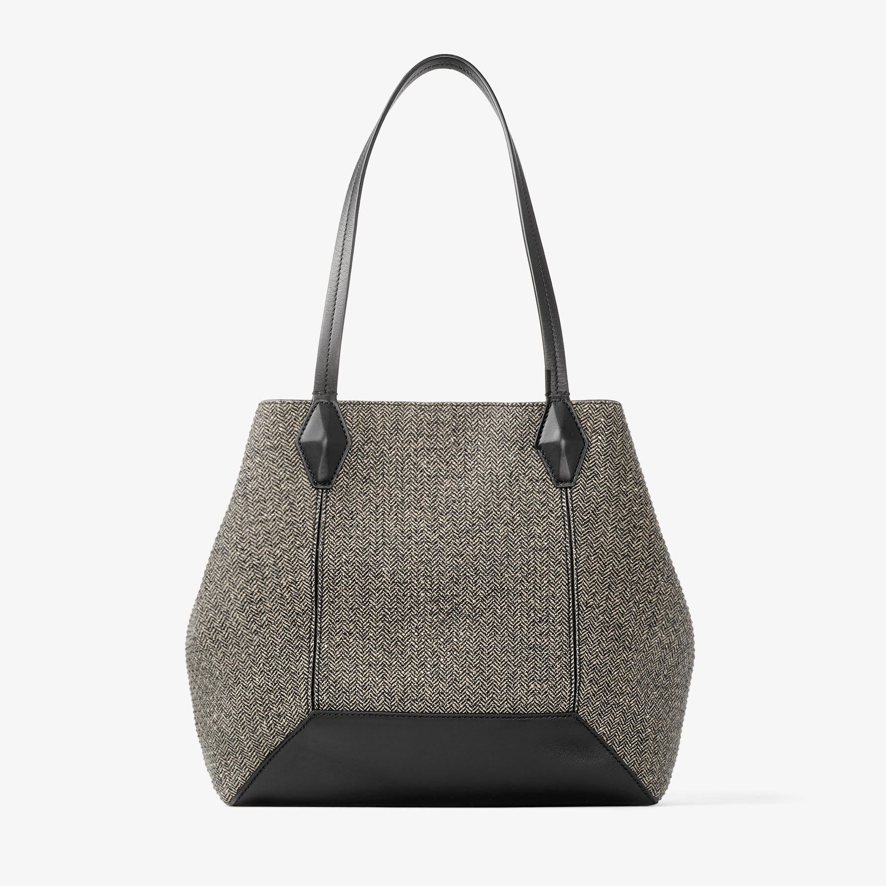 Diamond Tote/M | Black Herringbone Fabric Tote Bag | JIMMY CHOO