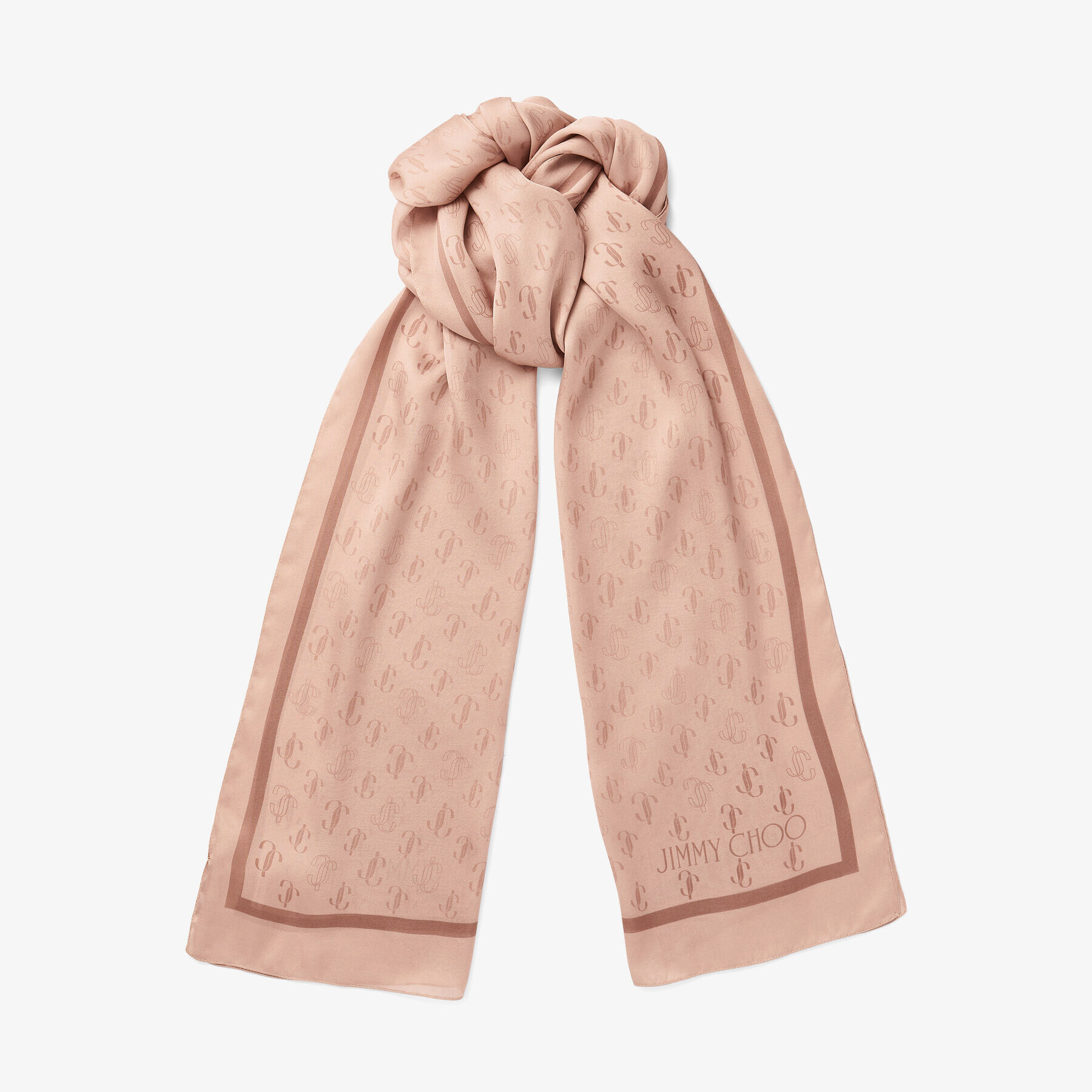 Ballet Pink Silk Stole with JC Monogram Repeat Print | DORIS | Autumn ...